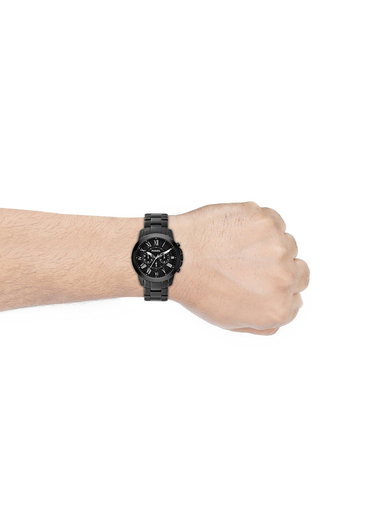 Fossil Grant Chronograph Stainless Steel Watch FS4832 - Black | Very