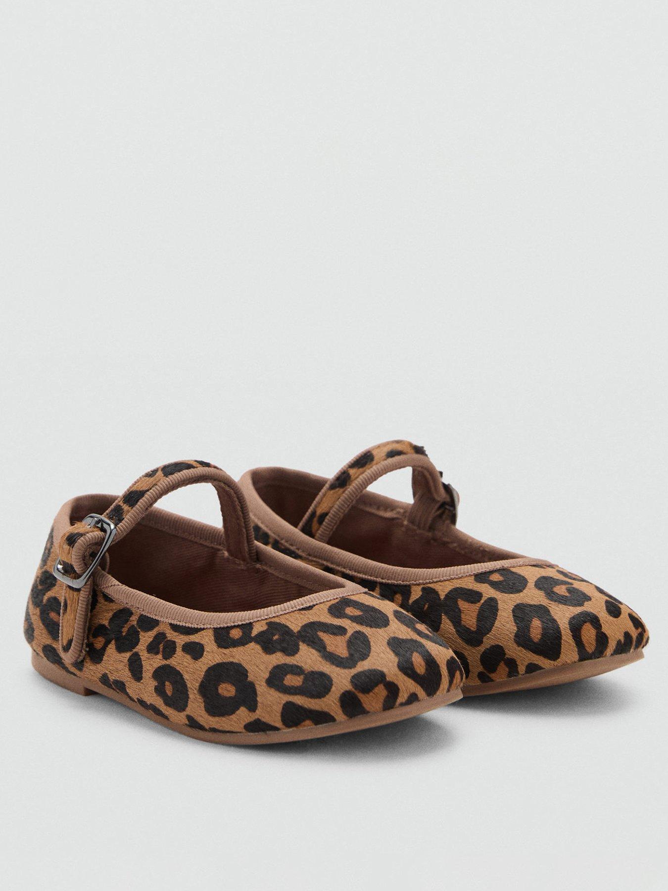 Mango Younger Girls Leopard Ballerina Shoes - Black | Very