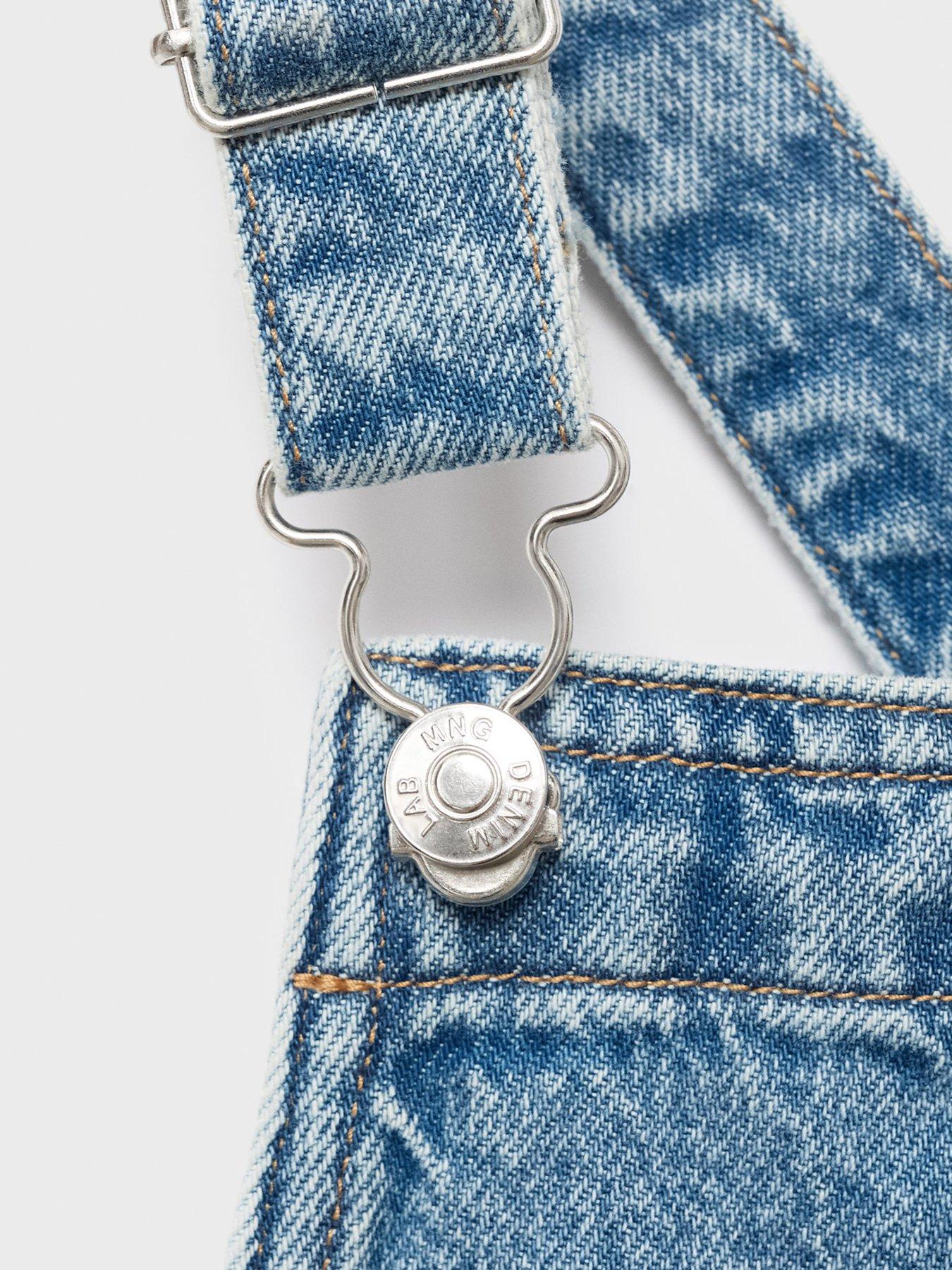 Mango Younger Girls Star Denim Pinny - Blue | Very