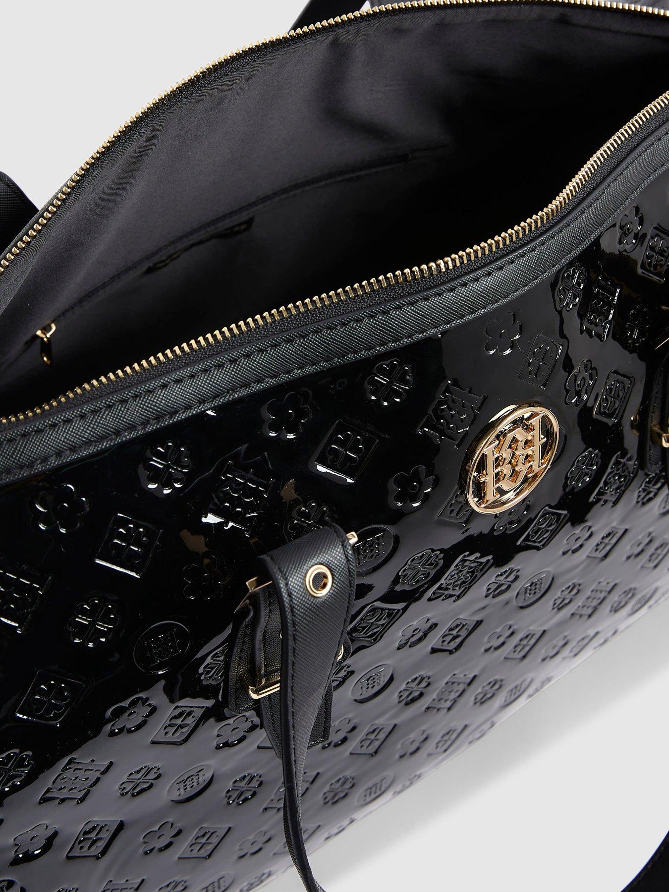 River Island Patent Monogram Charm Holdall - Black | Very