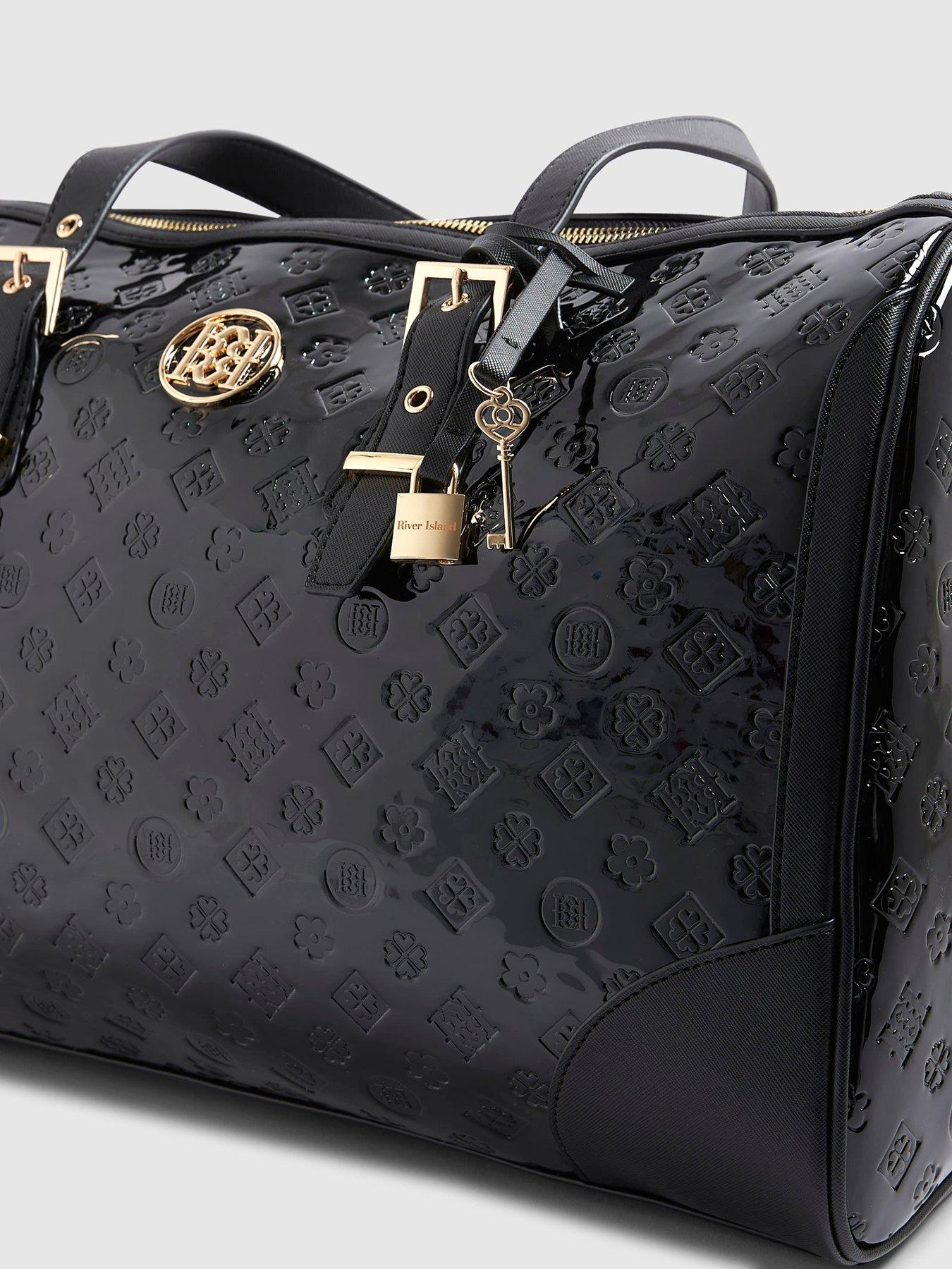 River Island Patent Monogram Charm Holdall - Black | Very