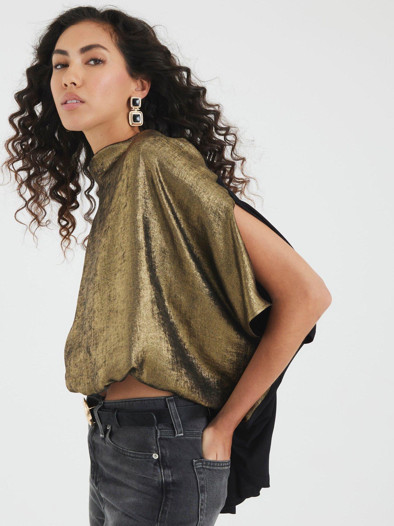 River Island Metallic Jersey Back Top - Gold | Very