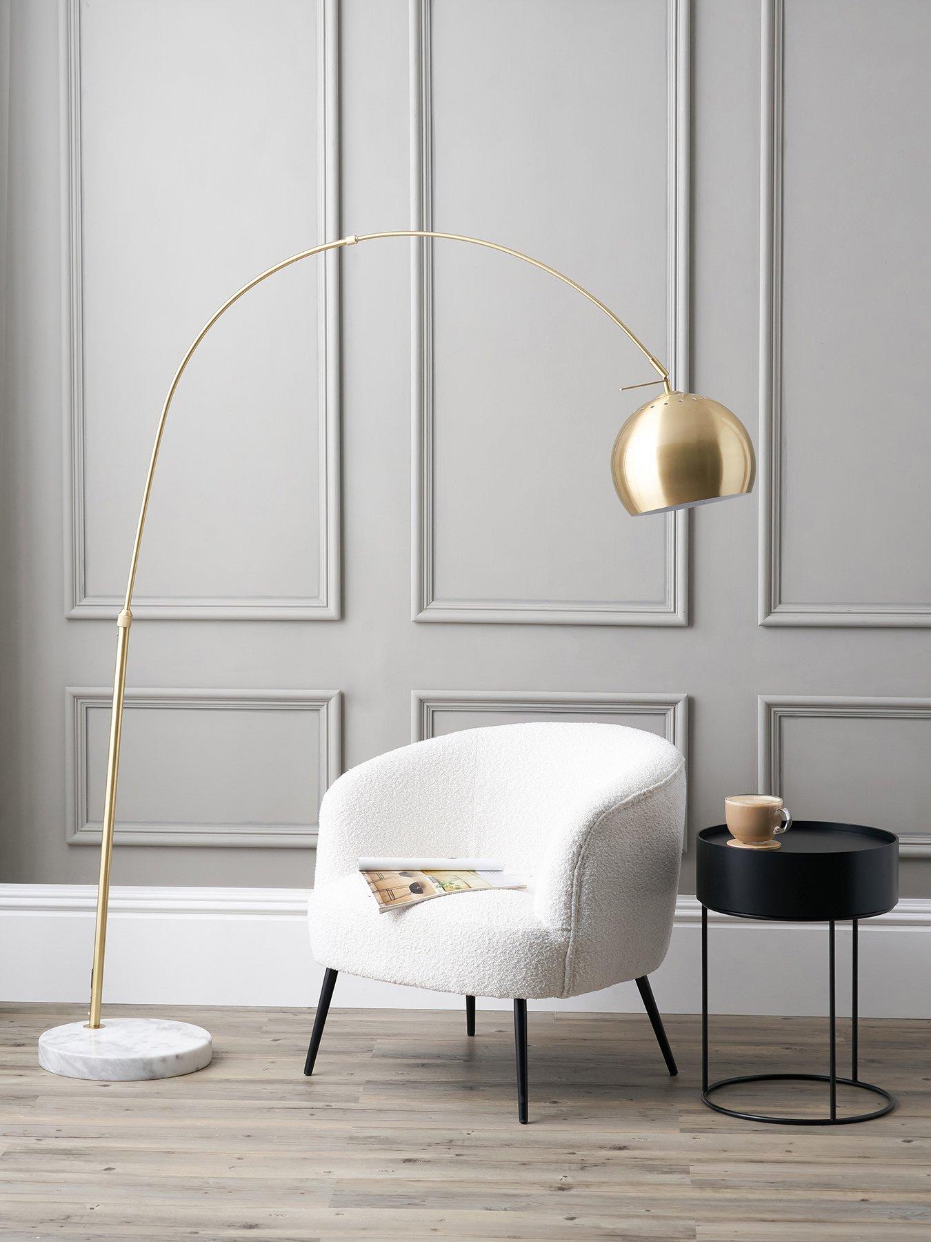 Pacific Lifestyle Feliciani Brushed Brass Metal and White Marble Floor ...