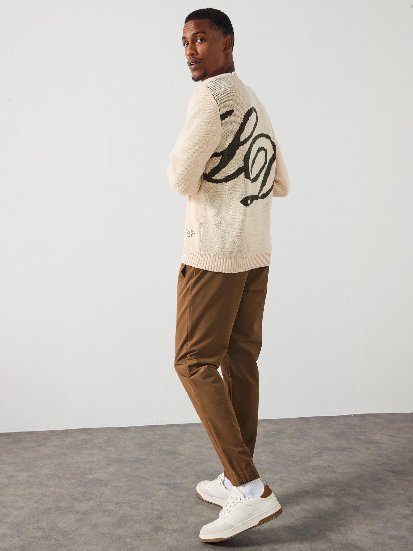 Les Deux Danton Large Initial Logo Knitted Jumper - Light Beige | Very