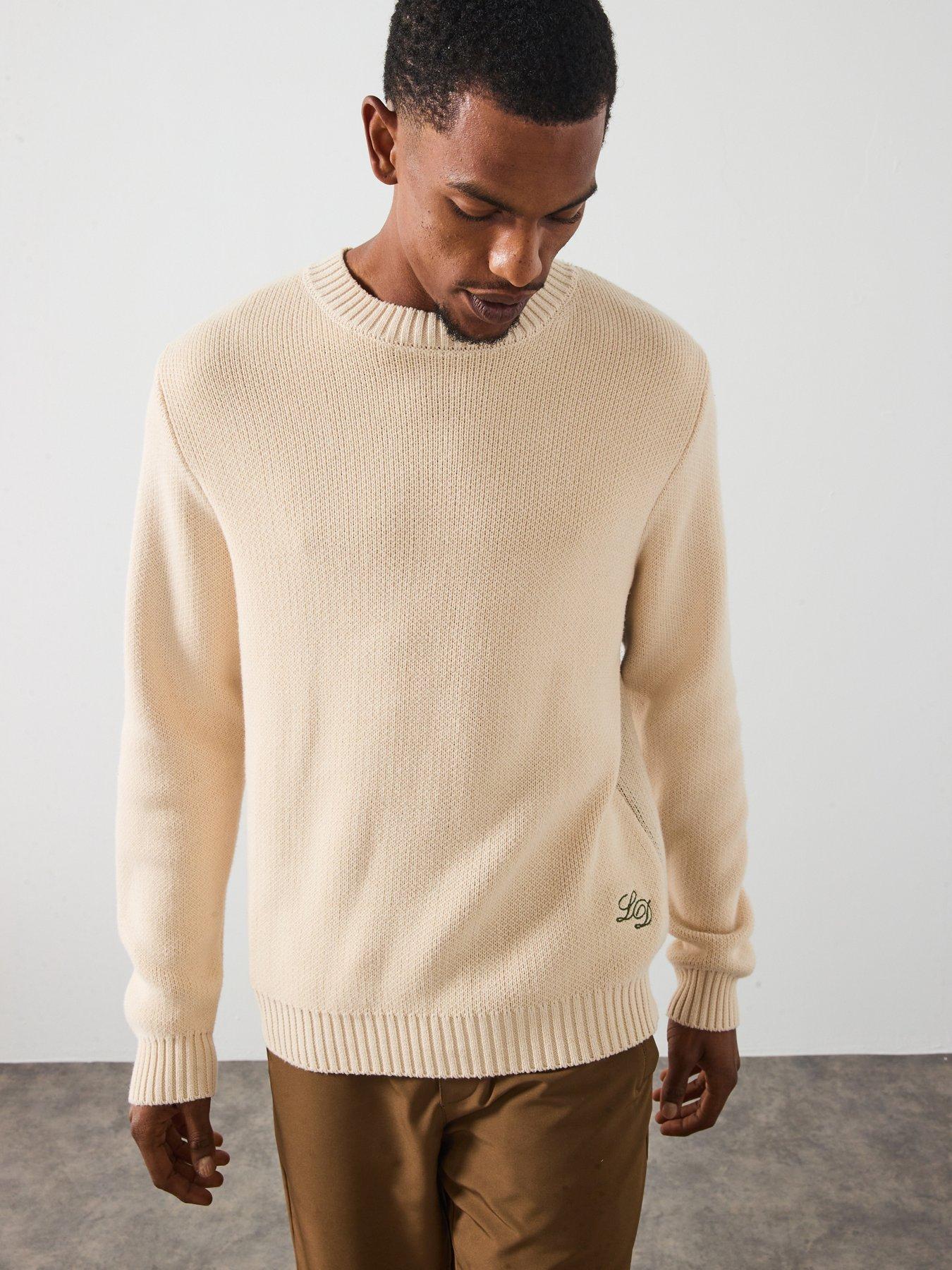 Les Deux Danton Large Initial Logo Knitted Jumper - Light Beige | Very