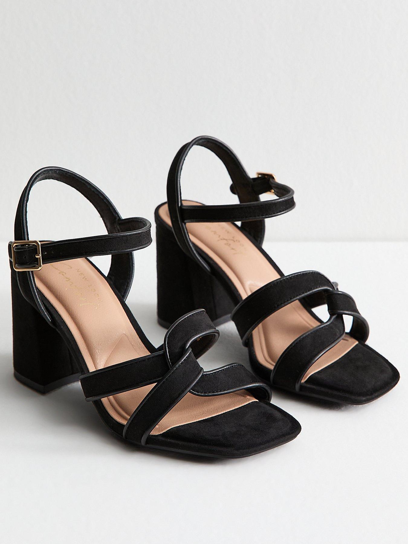 New Look Wide Fit Black Twist Strap Block Heel Sandals | Very