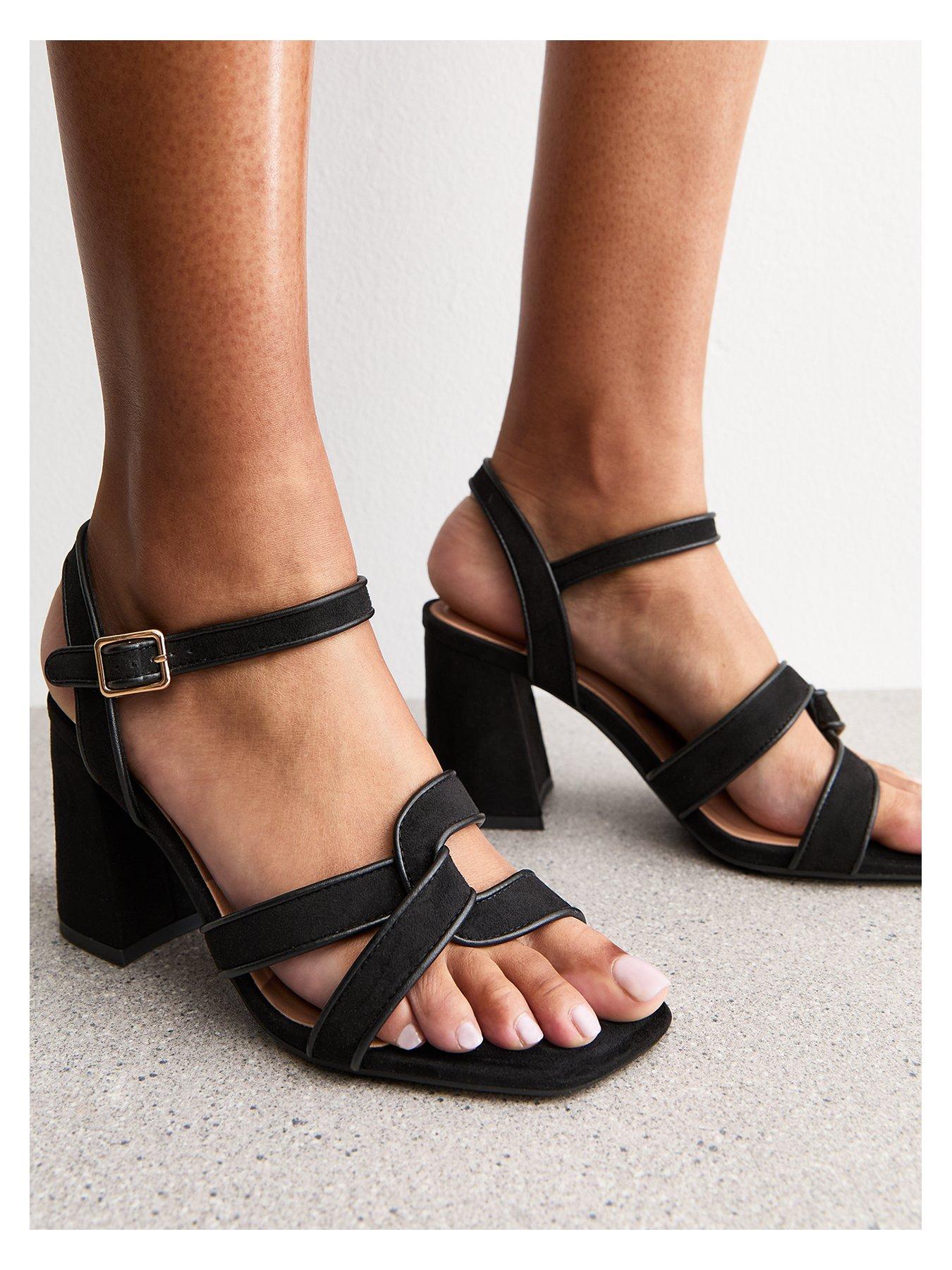 New Look Wide Fit Black Twist Strap Block Heel Sandals | Very