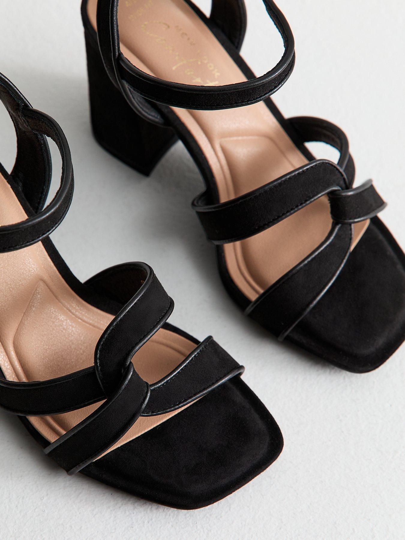 New Look Wide Fit Black Twist Strap Block Heel Sandals | Very