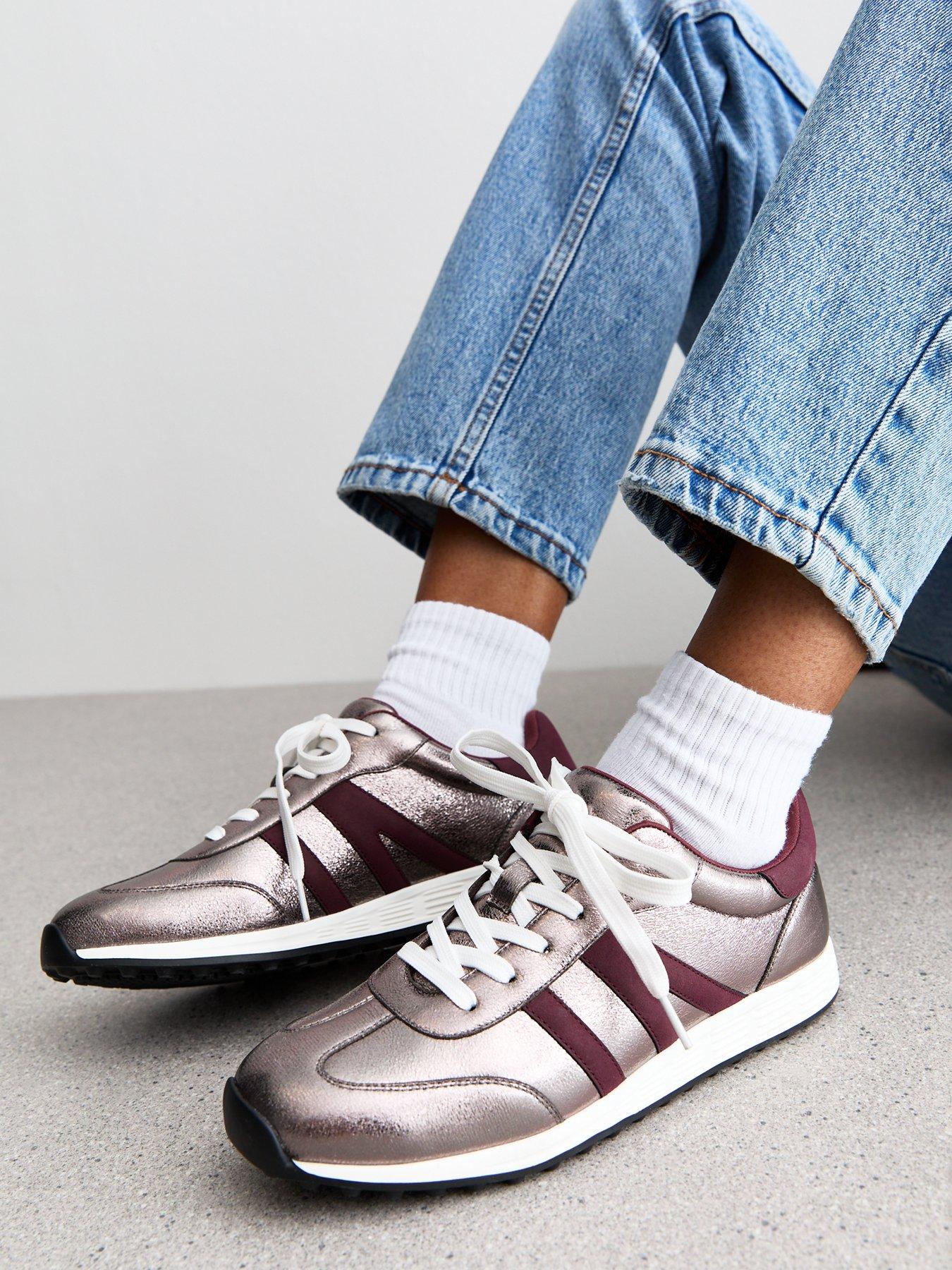 New Look Grey Faux Leather Lace Up Trainers | Very