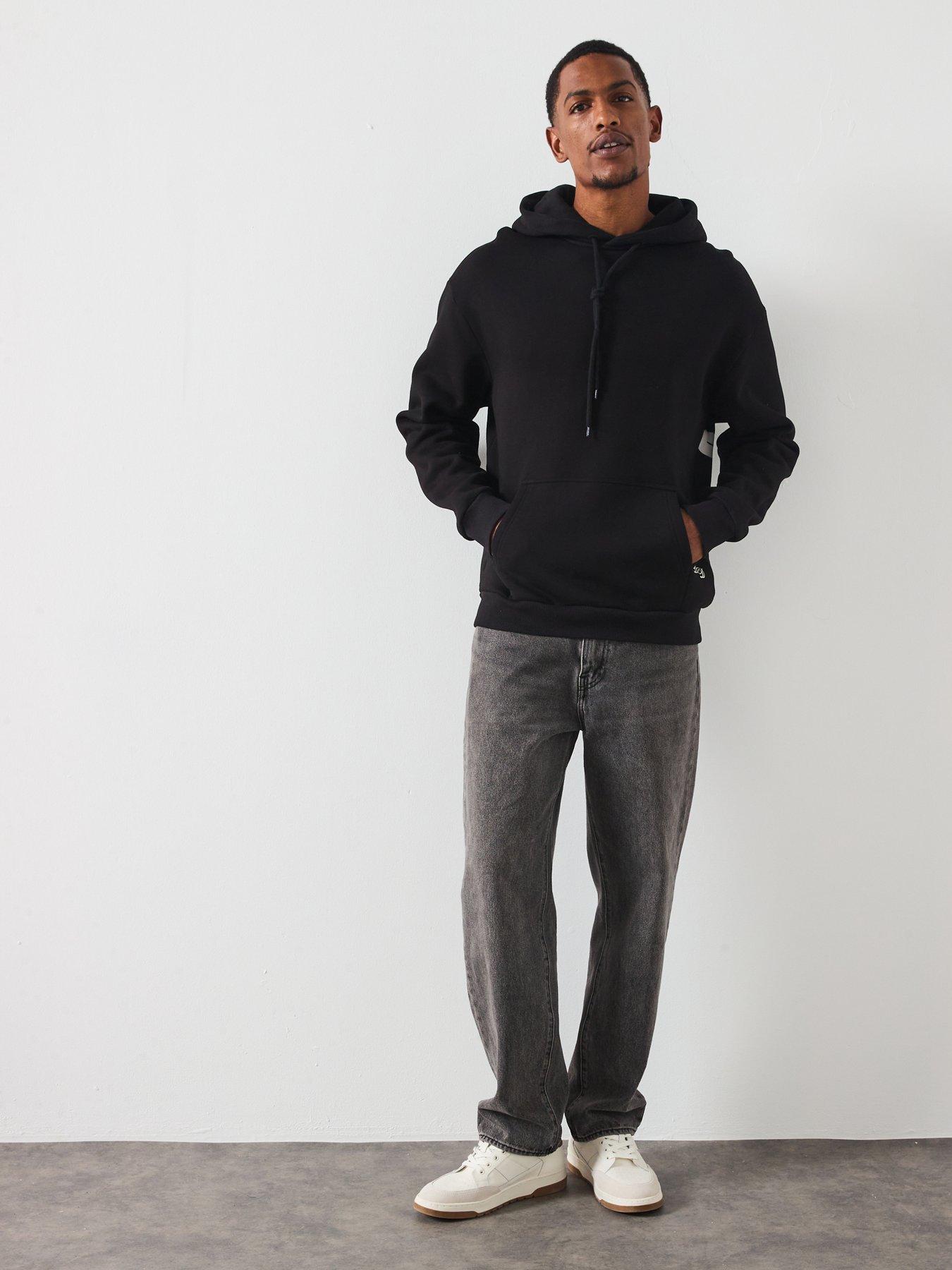 Les Deux Danton Large Back Initial Overhead Hoodie - Black | Very