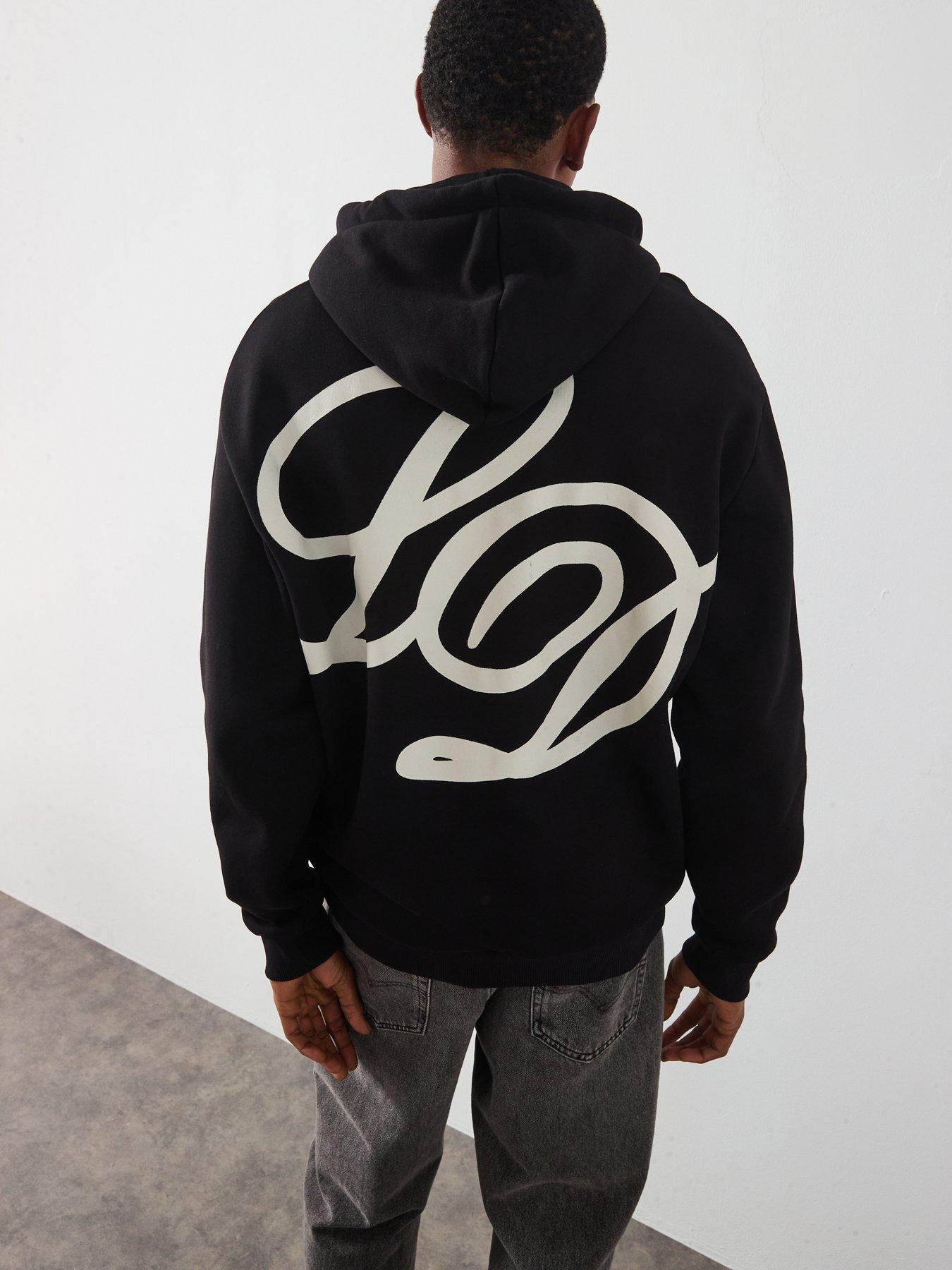 Les Deux Danton Large Back Initial Overhead Hoodie - Black | Very