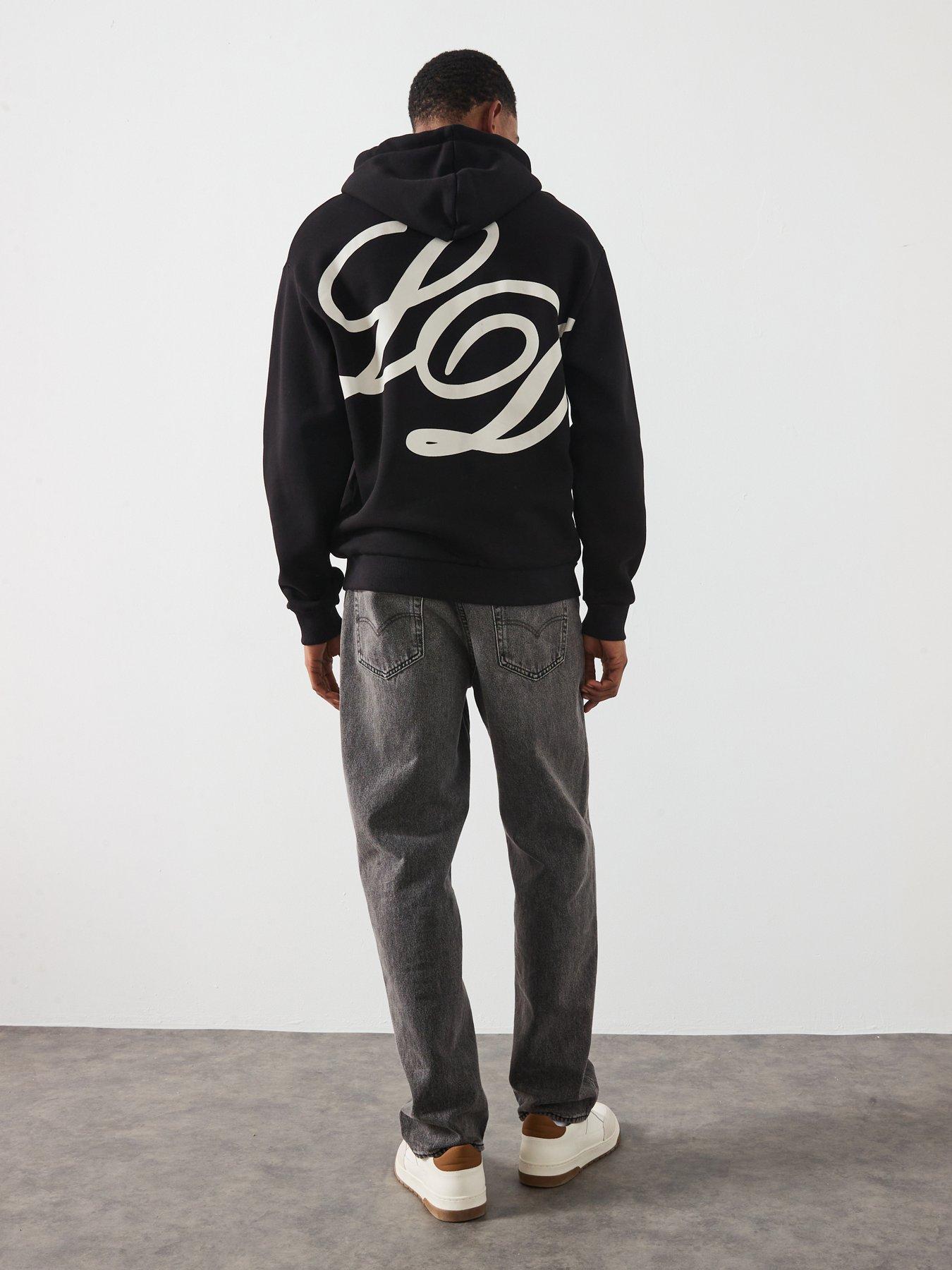 Les Deux Danton Large Back Initial Overhead Hoodie - Black | Very