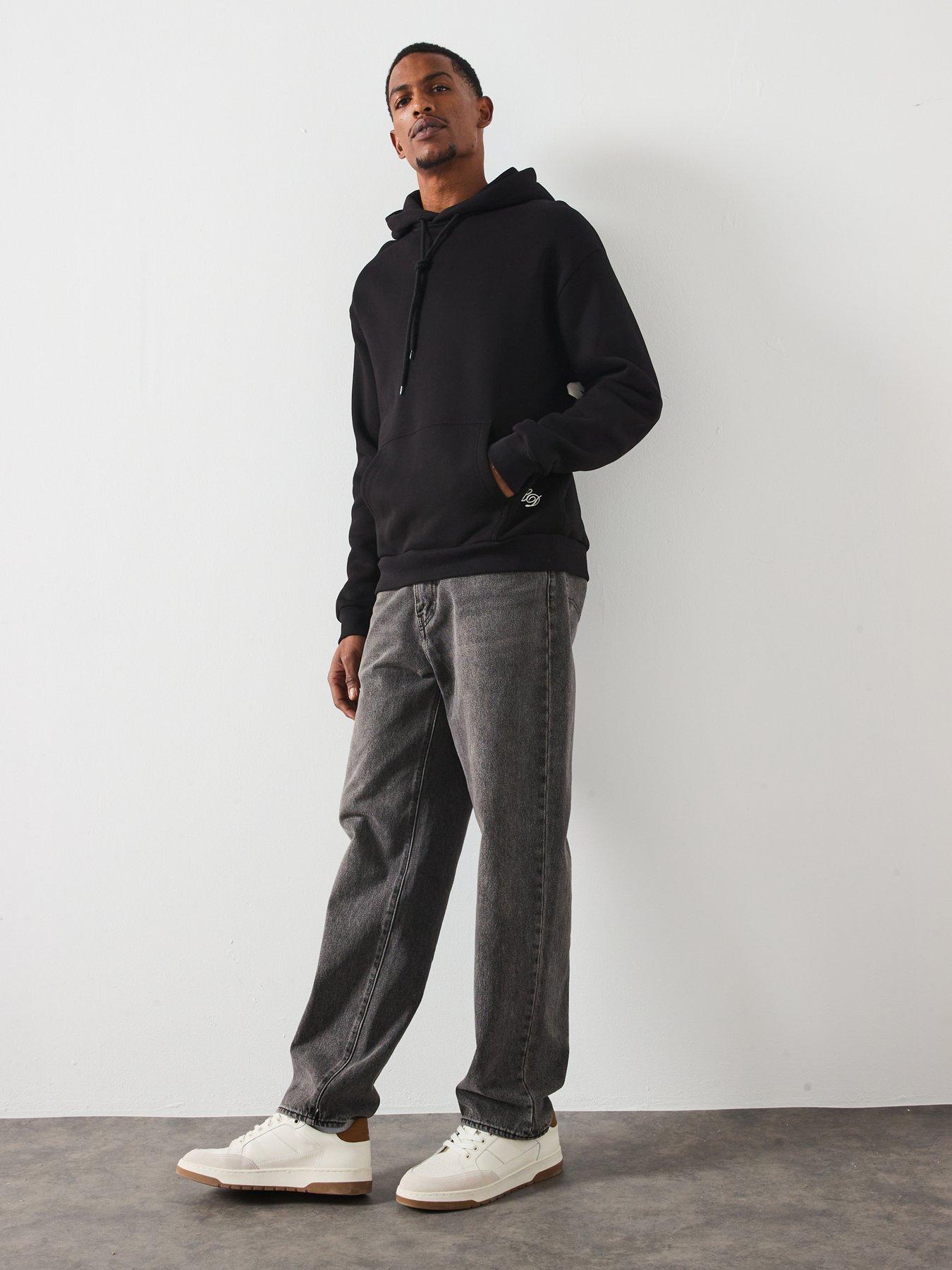 Les Deux Danton Large Back Initial Overhead Hoodie - Black | Very