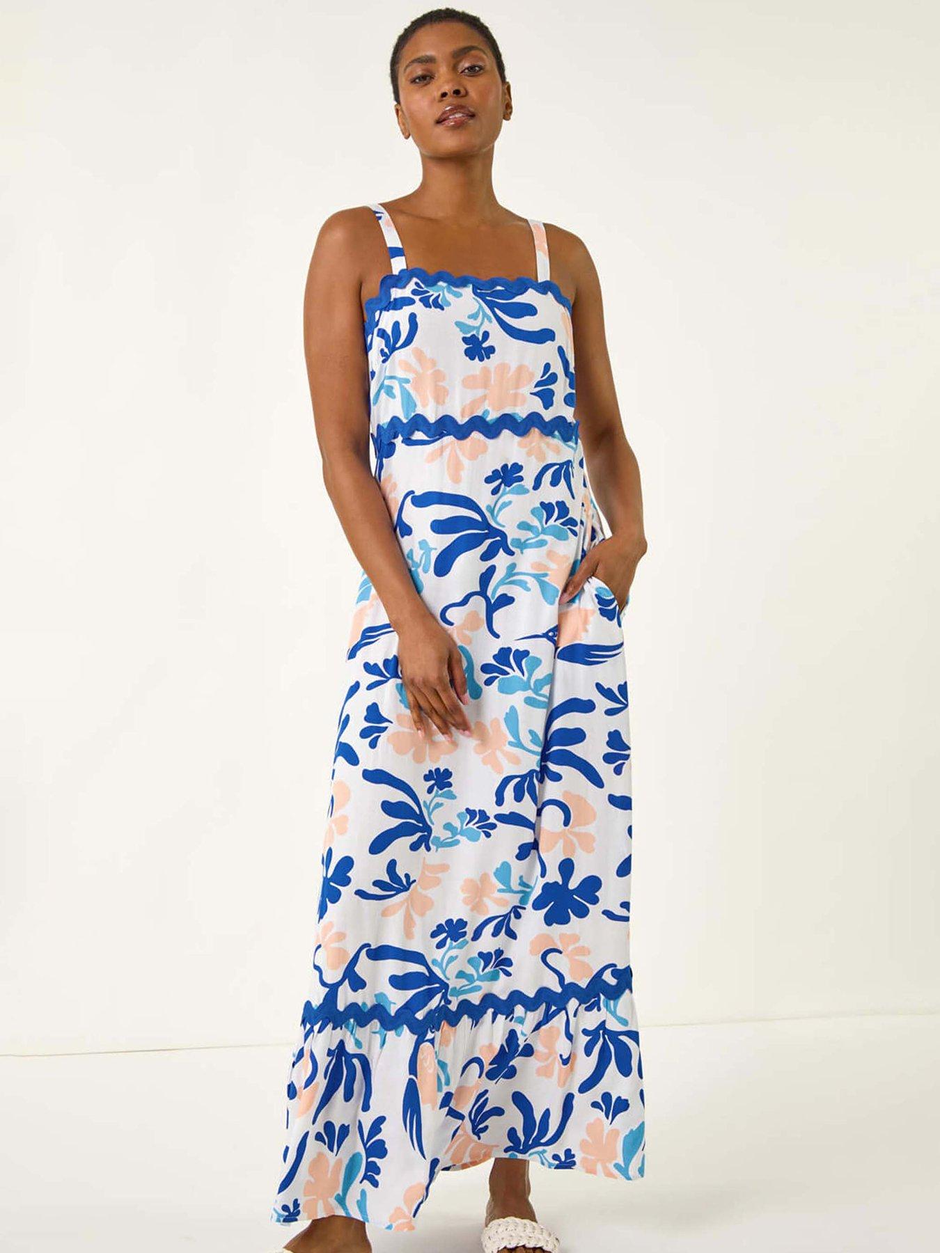 Roman Abstract Ric Rac Maxi Dress - Blue | Very