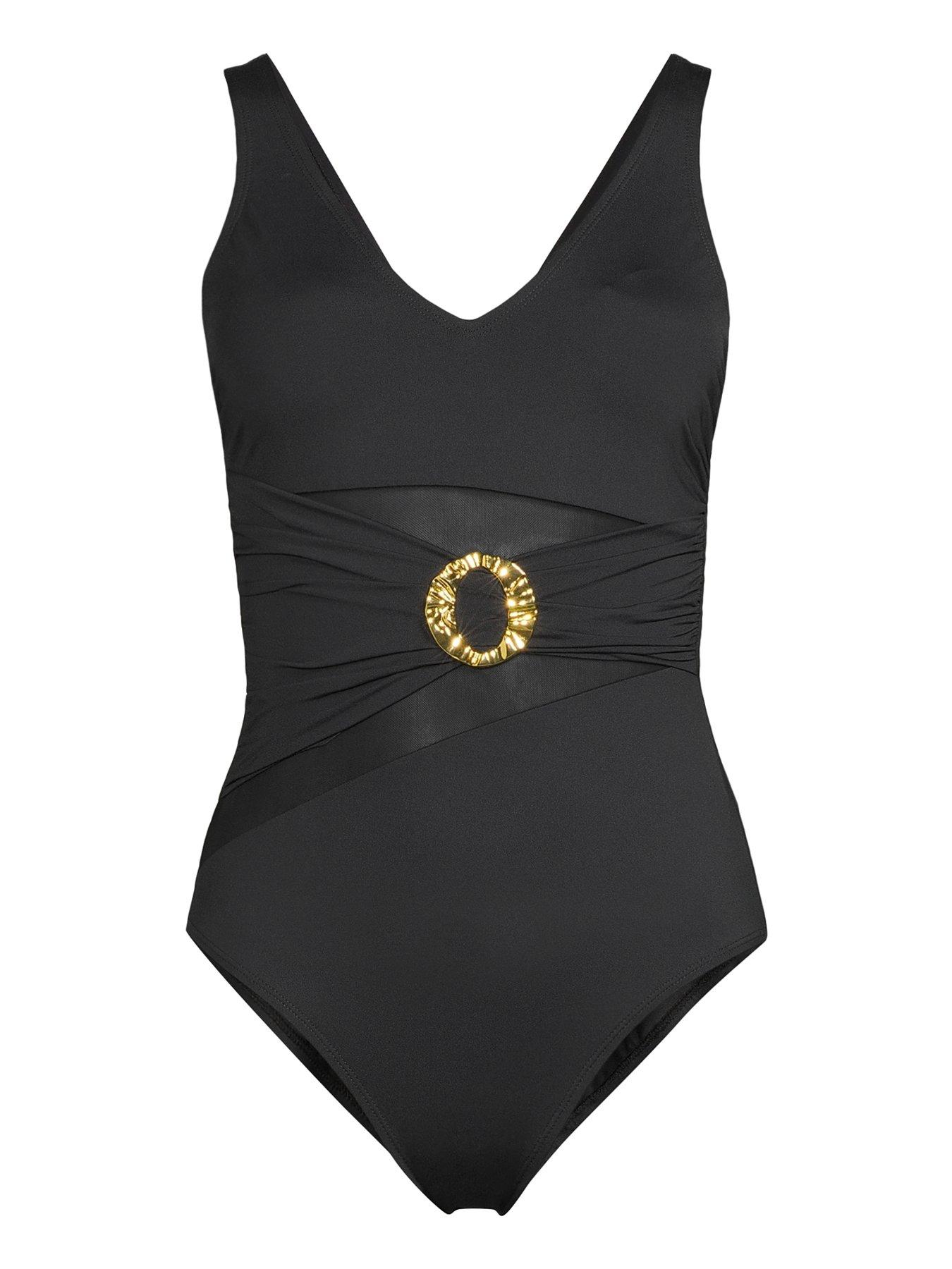 The Very Collection Shape Enhancing Gold Oval Buckle Cross Over ...