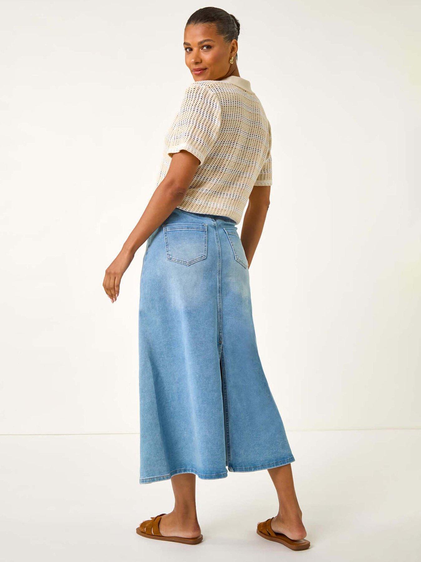 Roman Stripe Crochet Collar Knit Top - Beige | Very