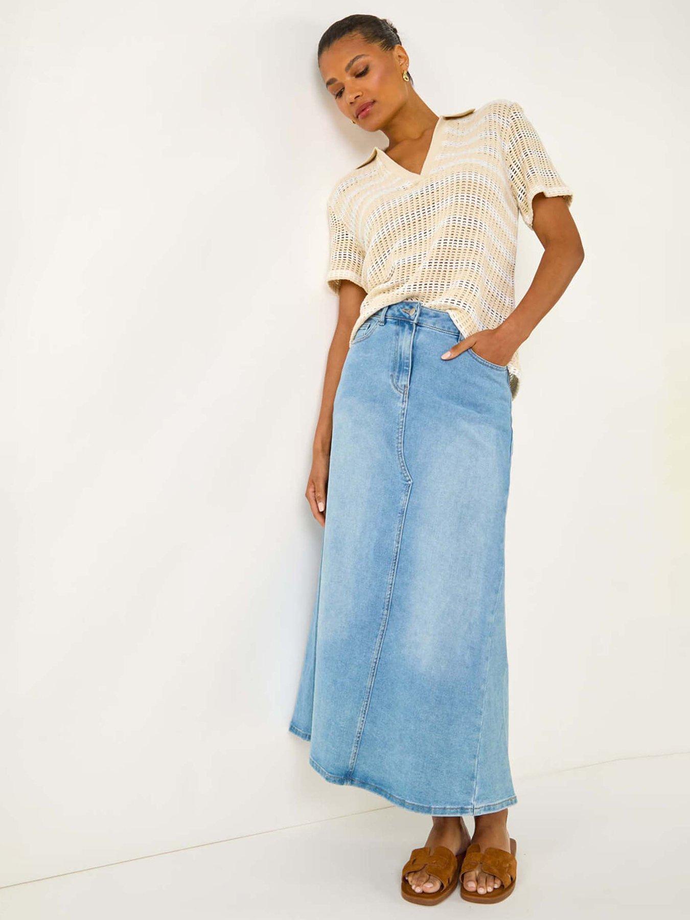 Roman Stripe Crochet Collar Knit Top - Beige | Very