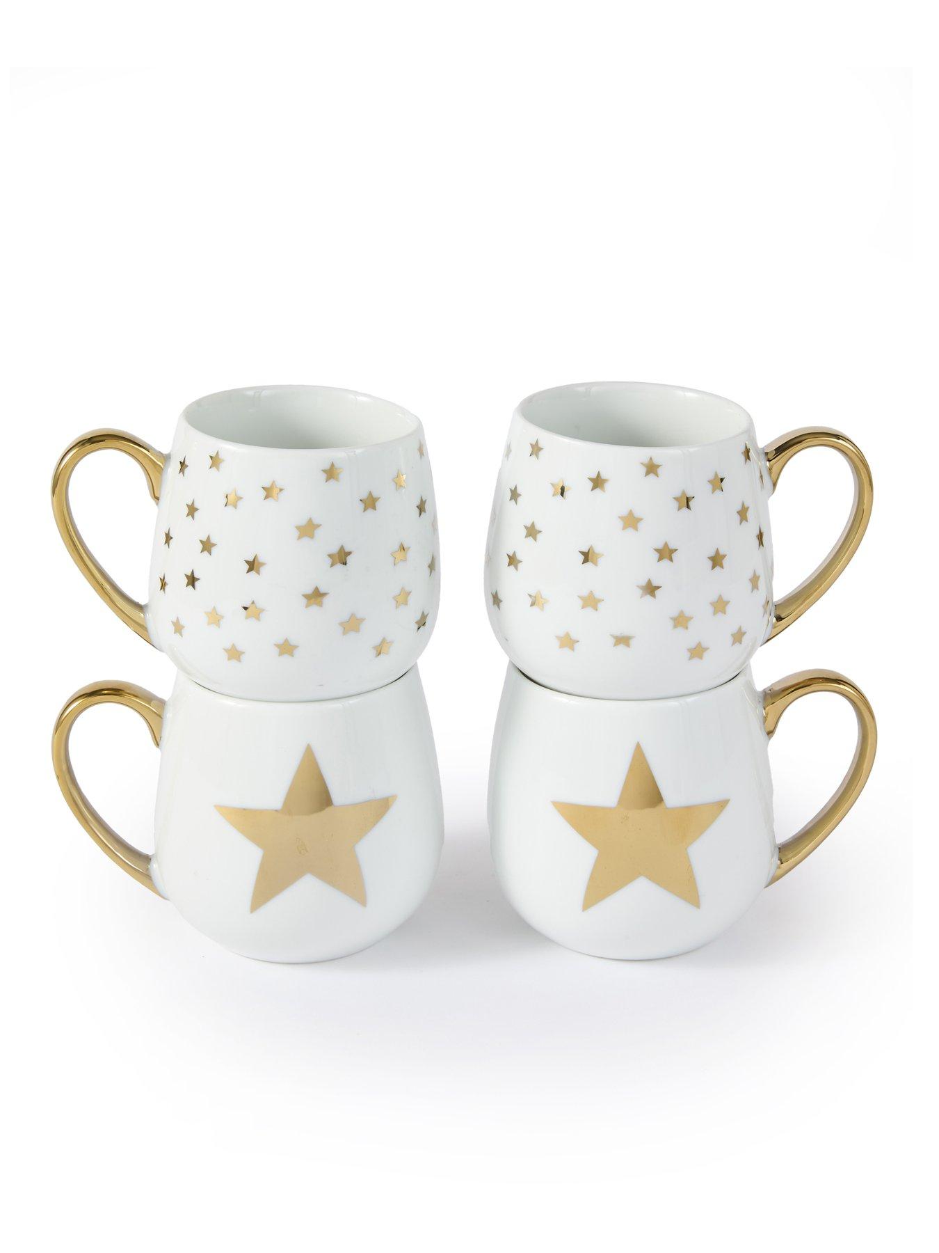 WATERSIDE 4pc Gold Star Mugs | Very