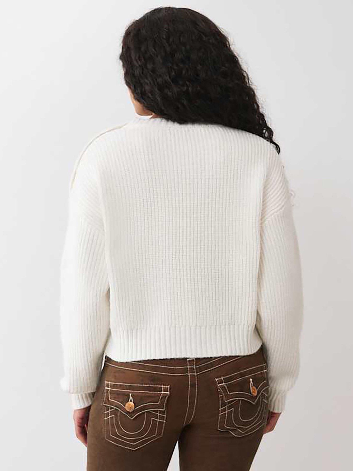 TRUE RELIGION Embroidered Off Shoulder Sweater - White | Very