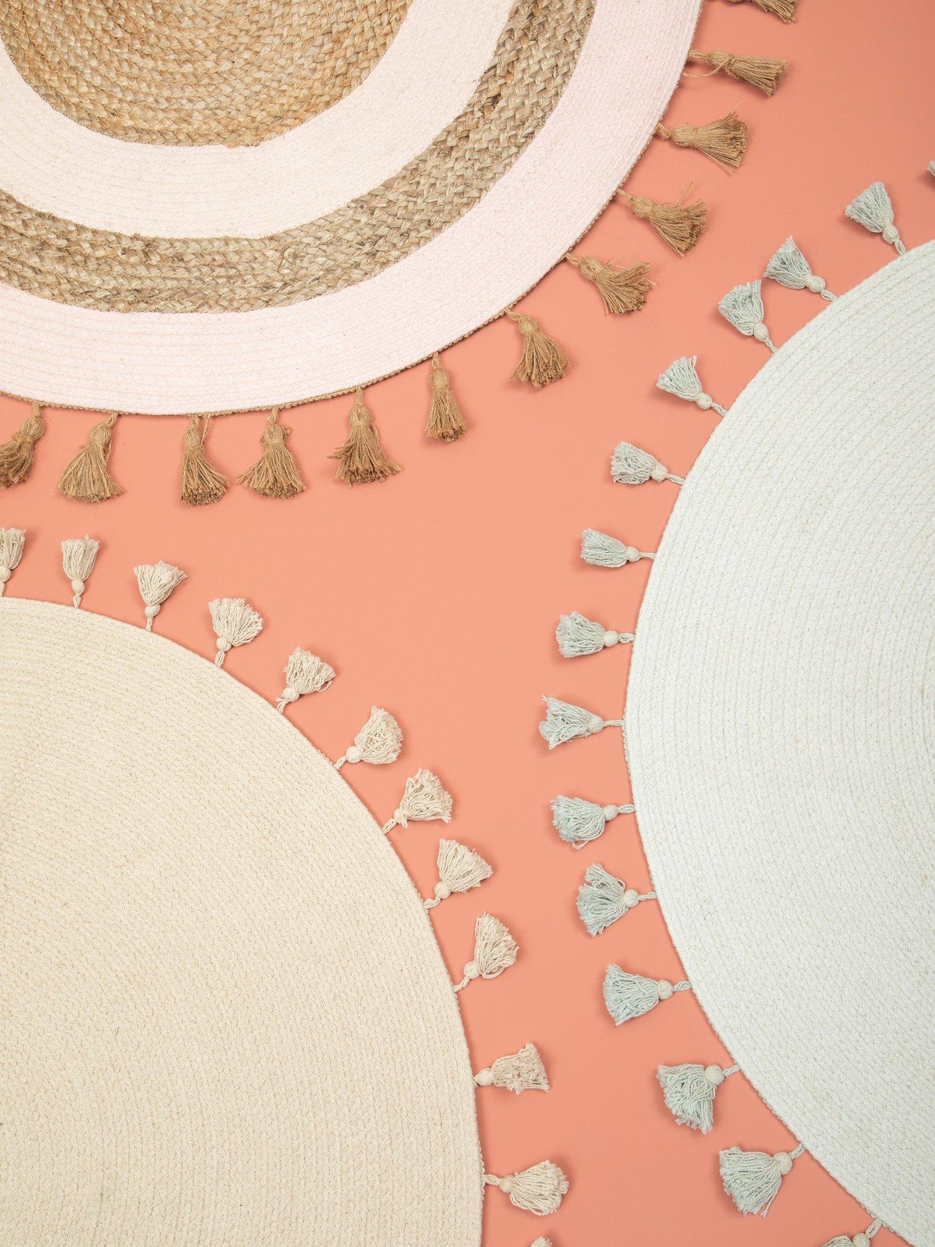 Interiors By Premier Kids Blue Round Rug With Tassels | Very