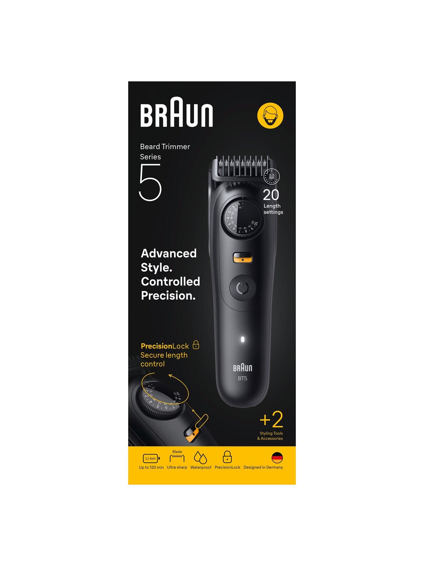 Braun Beard Trimmer Series 5, +2 Styling Tools, 20 Lengths, BT5500 ...
