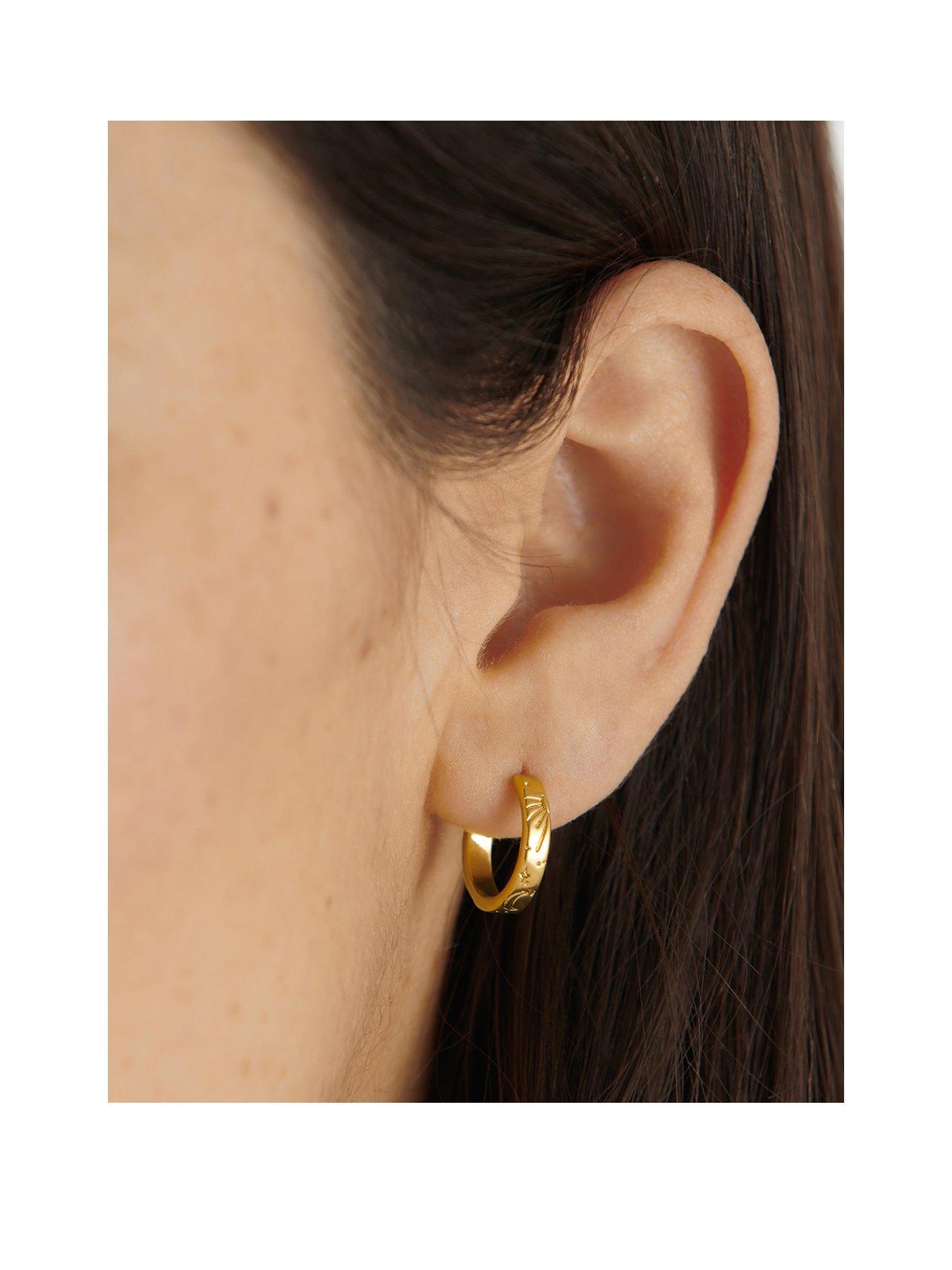Katie Loxton LUNA HOOP EARRINGS , Gold Coated , 1.44cm x 0.03cm x 1.4cm ...