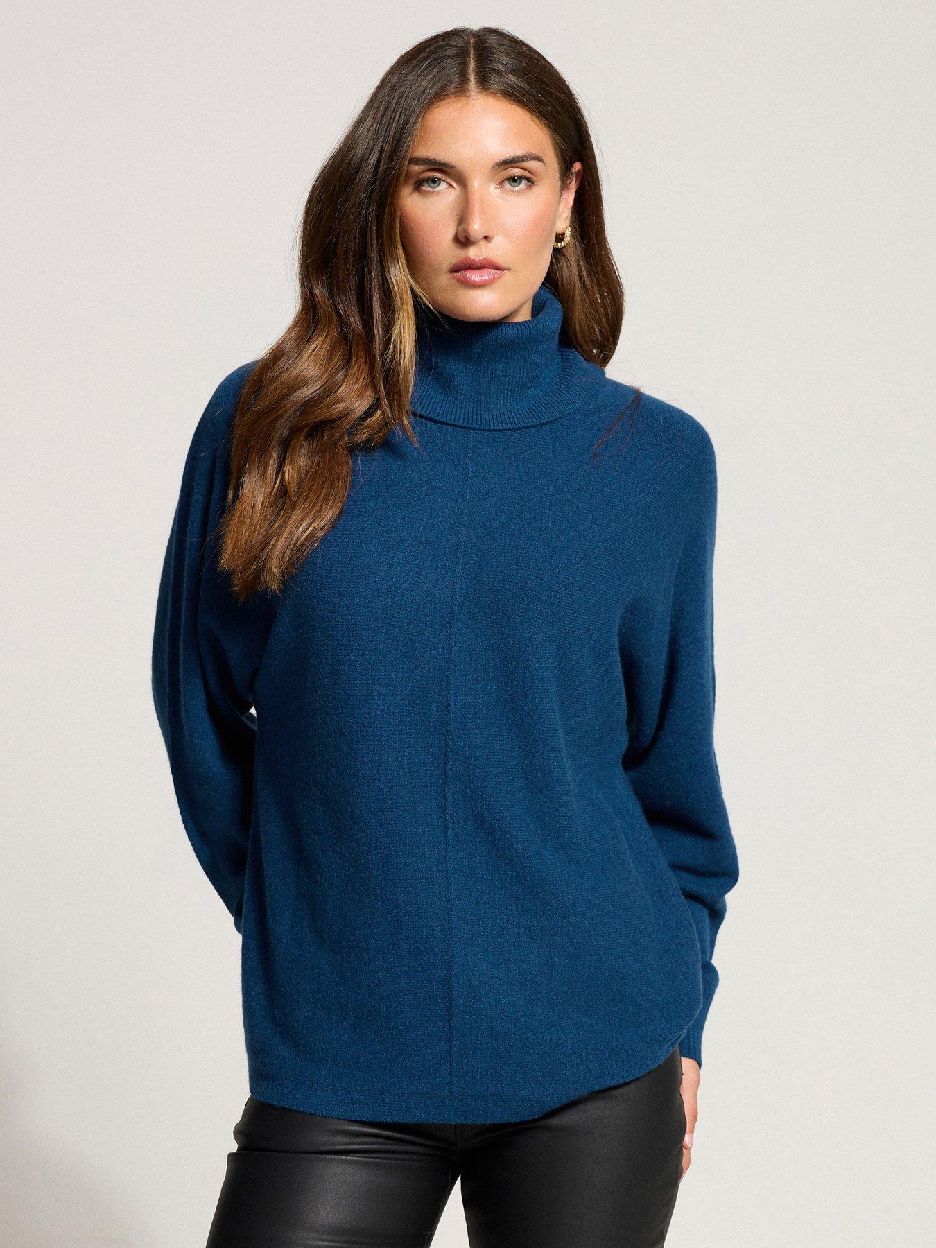Long Tall Sally Roll Neck Batwing Jumper - Blue | Very