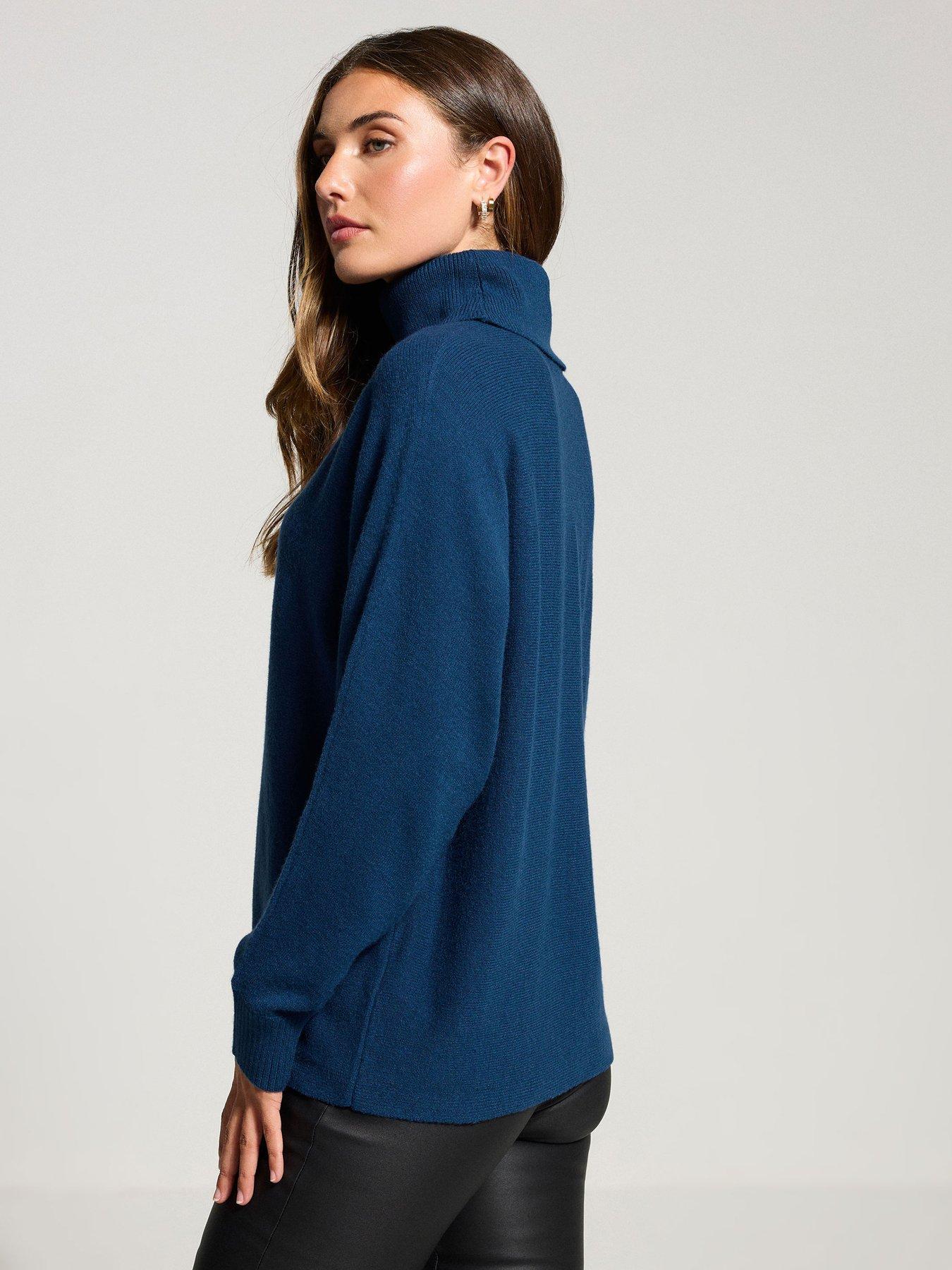 Long Tall Sally Roll Neck Batwing Jumper - Blue | Very