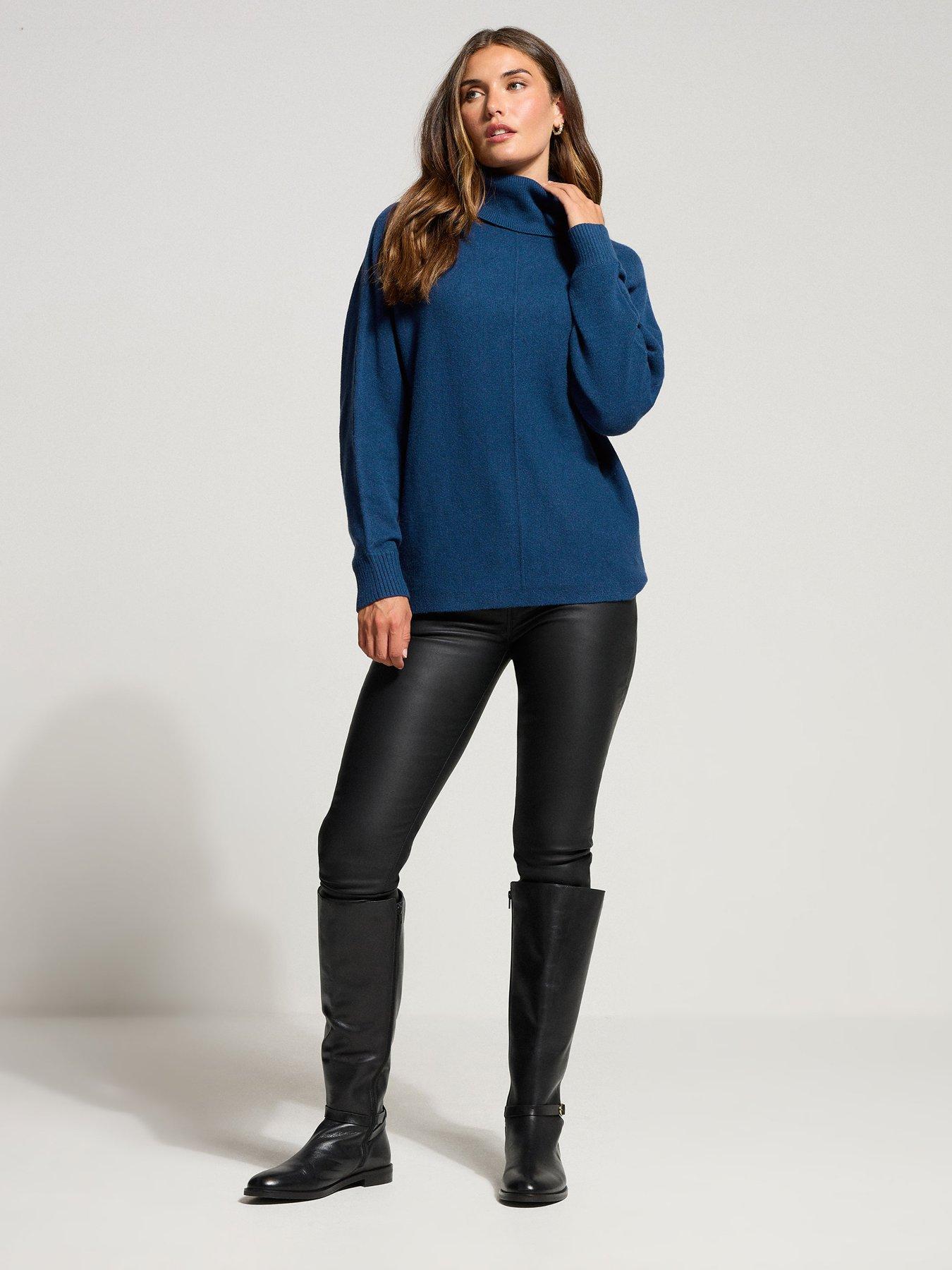 Long Tall Sally Roll Neck Batwing Jumper - Blue | Very