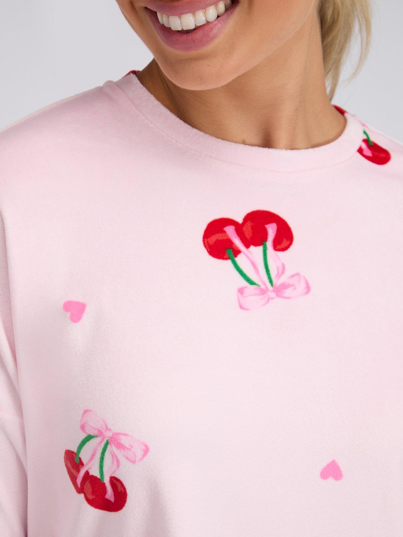 Boux Avenue Cherry Velour Short Pyjama Set - Pink | Very