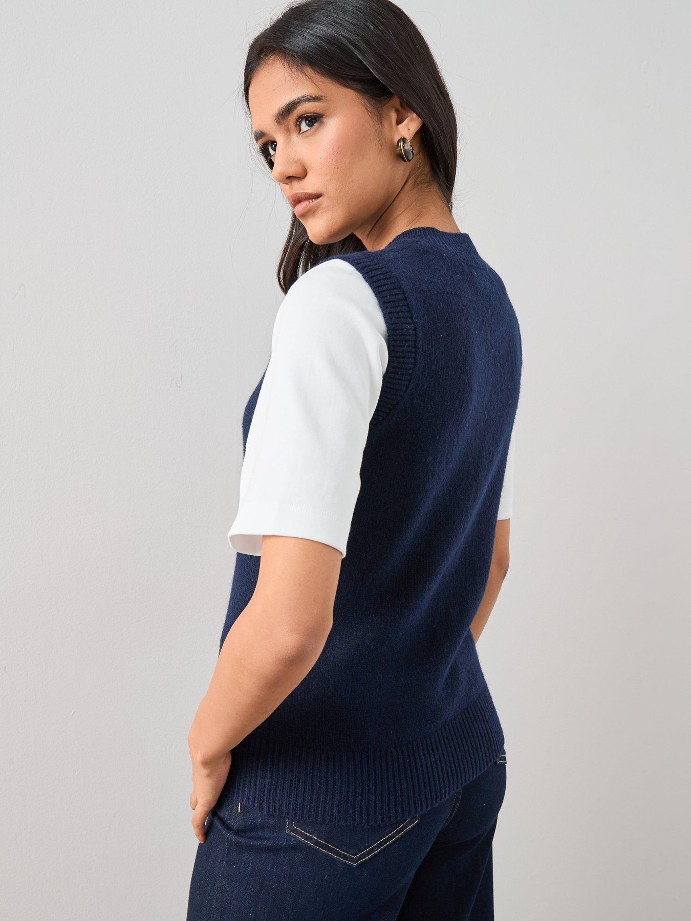The Very Collection V Neck Knitted Tank - Navy Blue | Very