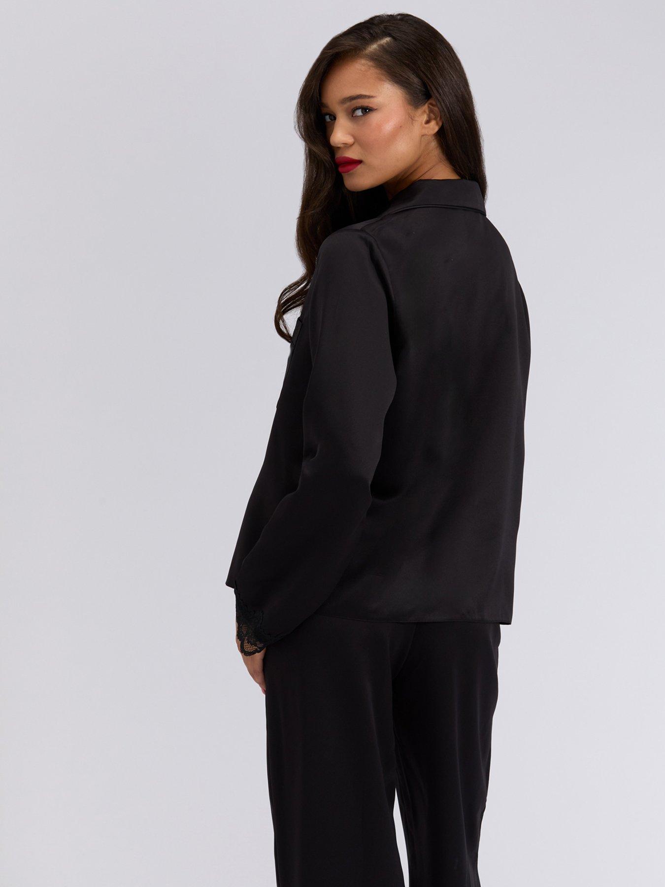 Boux Avenue Amelia Satin Pyjama Set - Black | Very