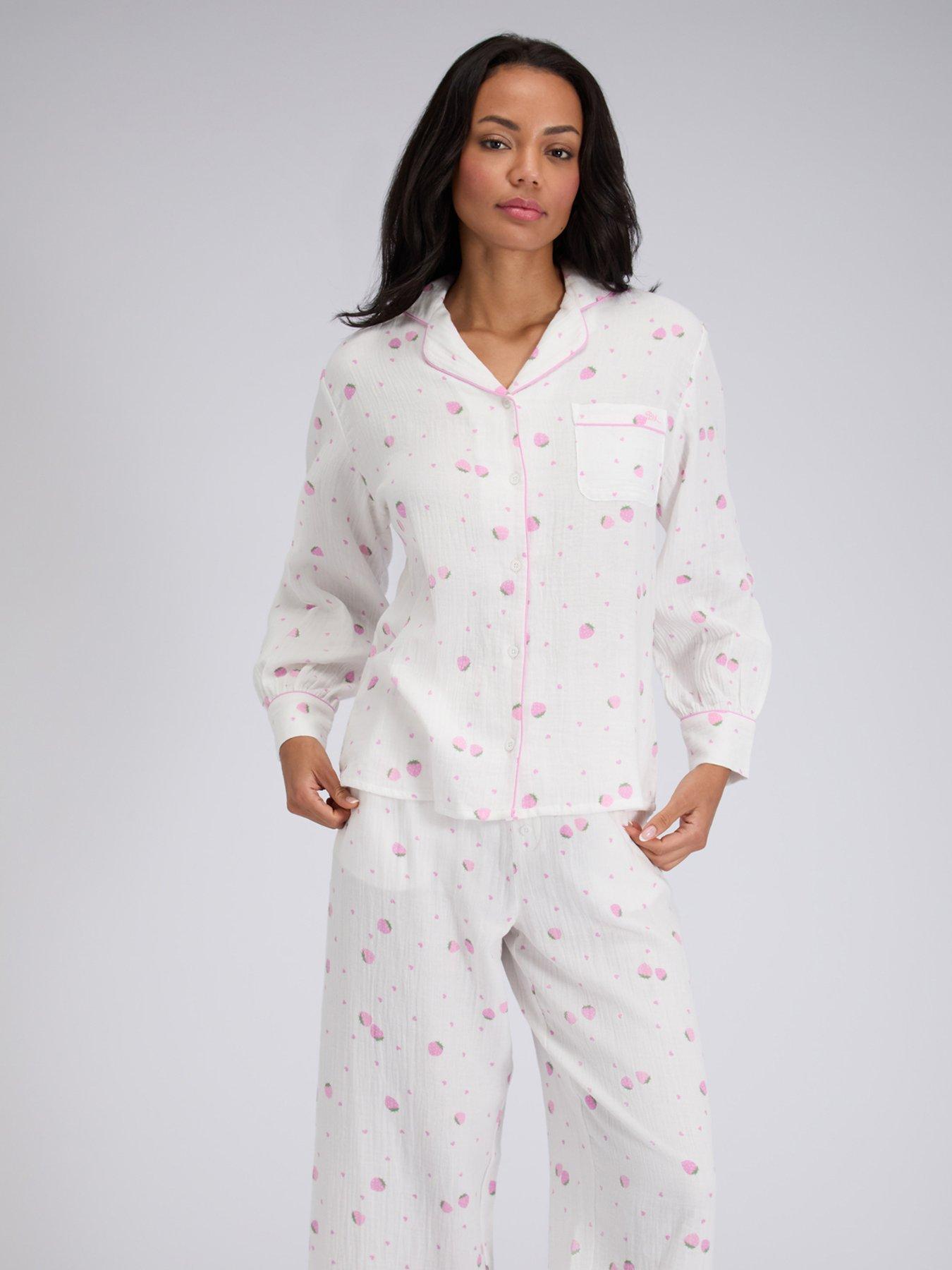 Boux Avenue Strawberry Cotton Pyjama Set - White | Very