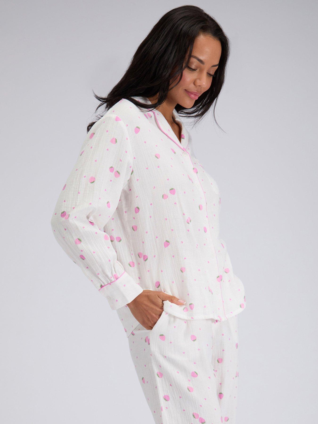 Boux Avenue Strawberry Cotton Pyjama Set - White | Very