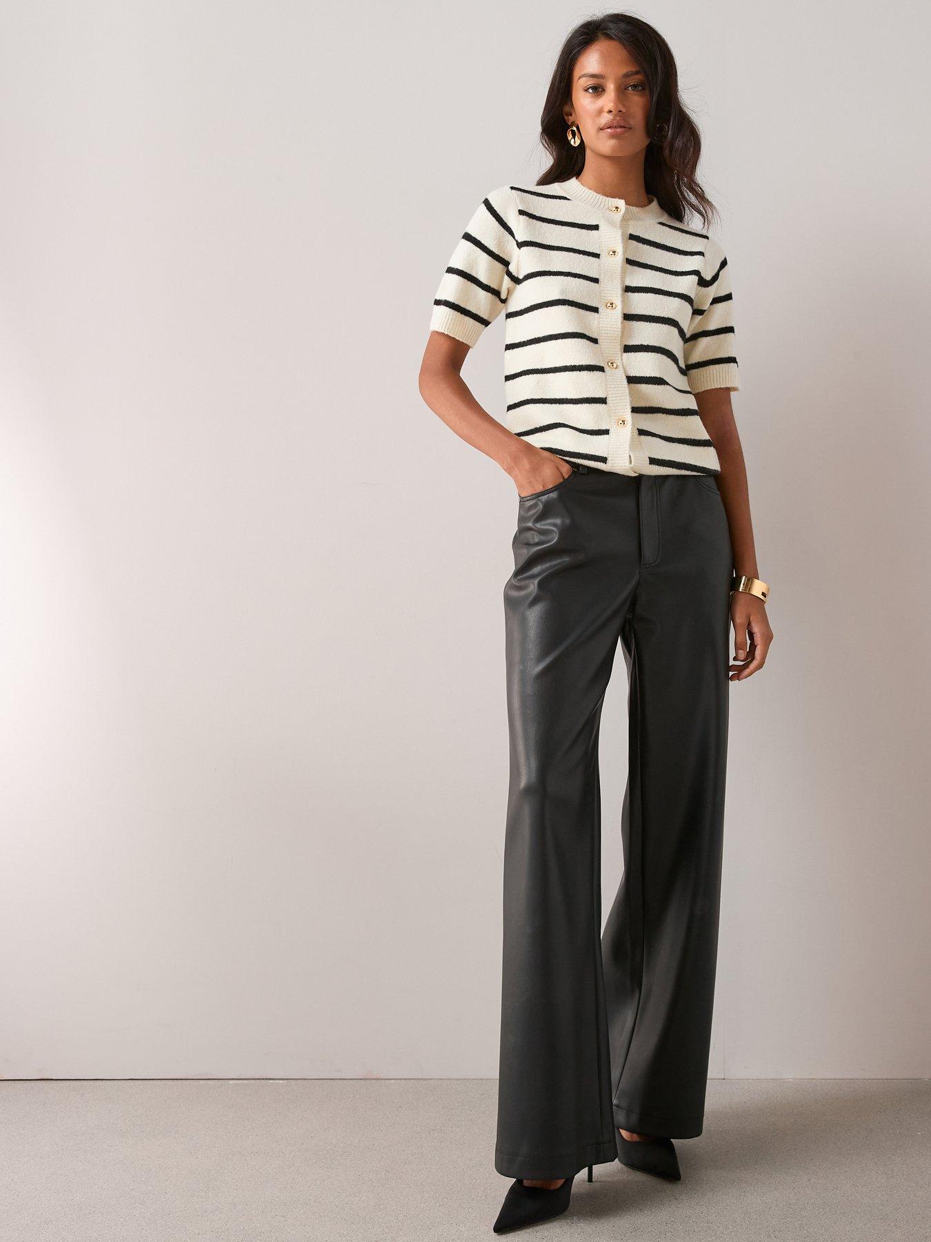 The Very Collection Short Sleeve Crew Neck Stripe Cardigan - Multi | Very