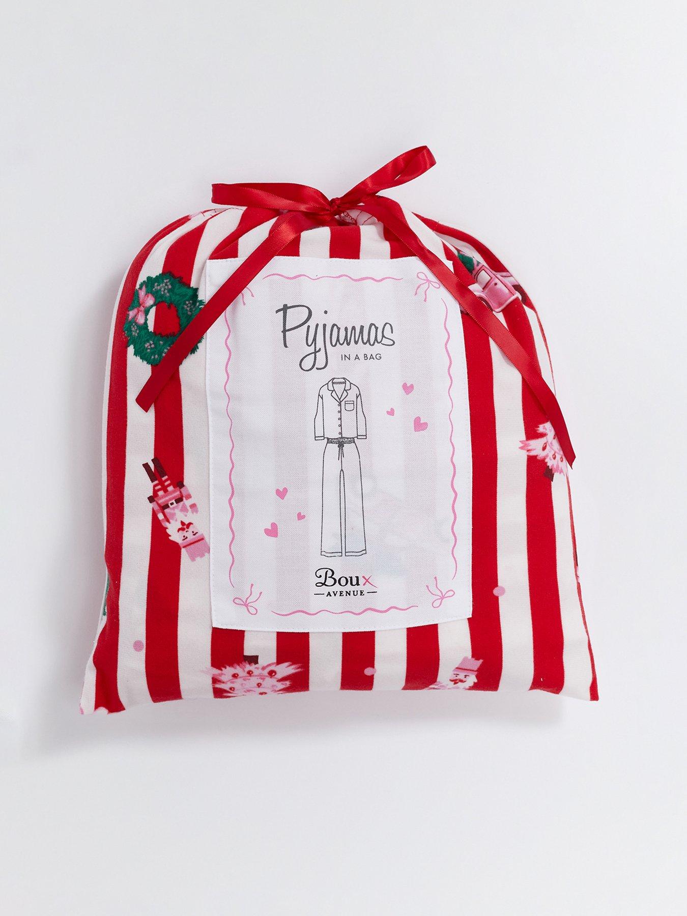Boux Avenue Stripe Xmas Pyjamas In A Bag - Red | Very