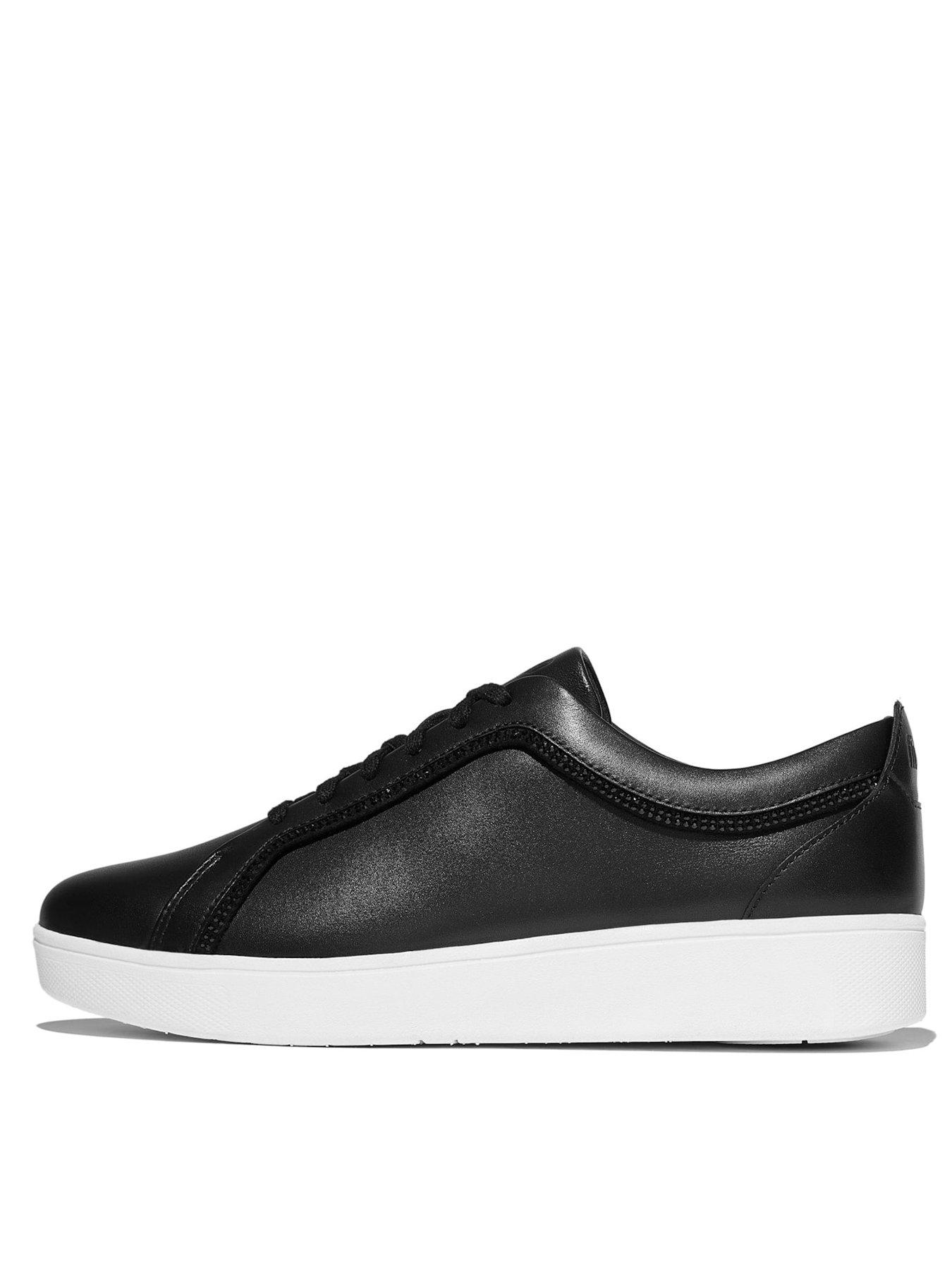 FitFlop Rally Crystal Trim Leather Trainer - Black | Very