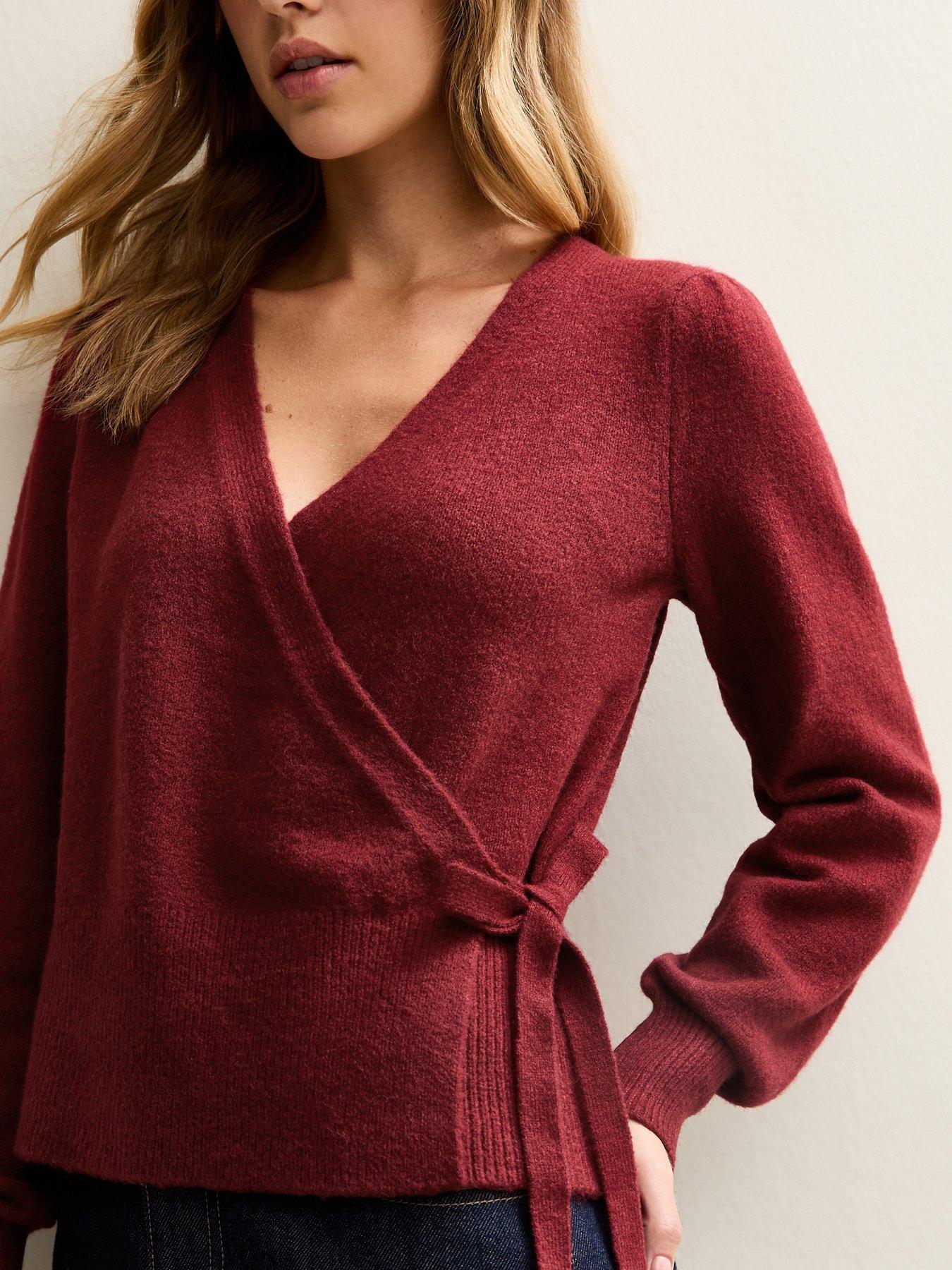 New Look Red Puff Sleeve Wrap Jumper | Very