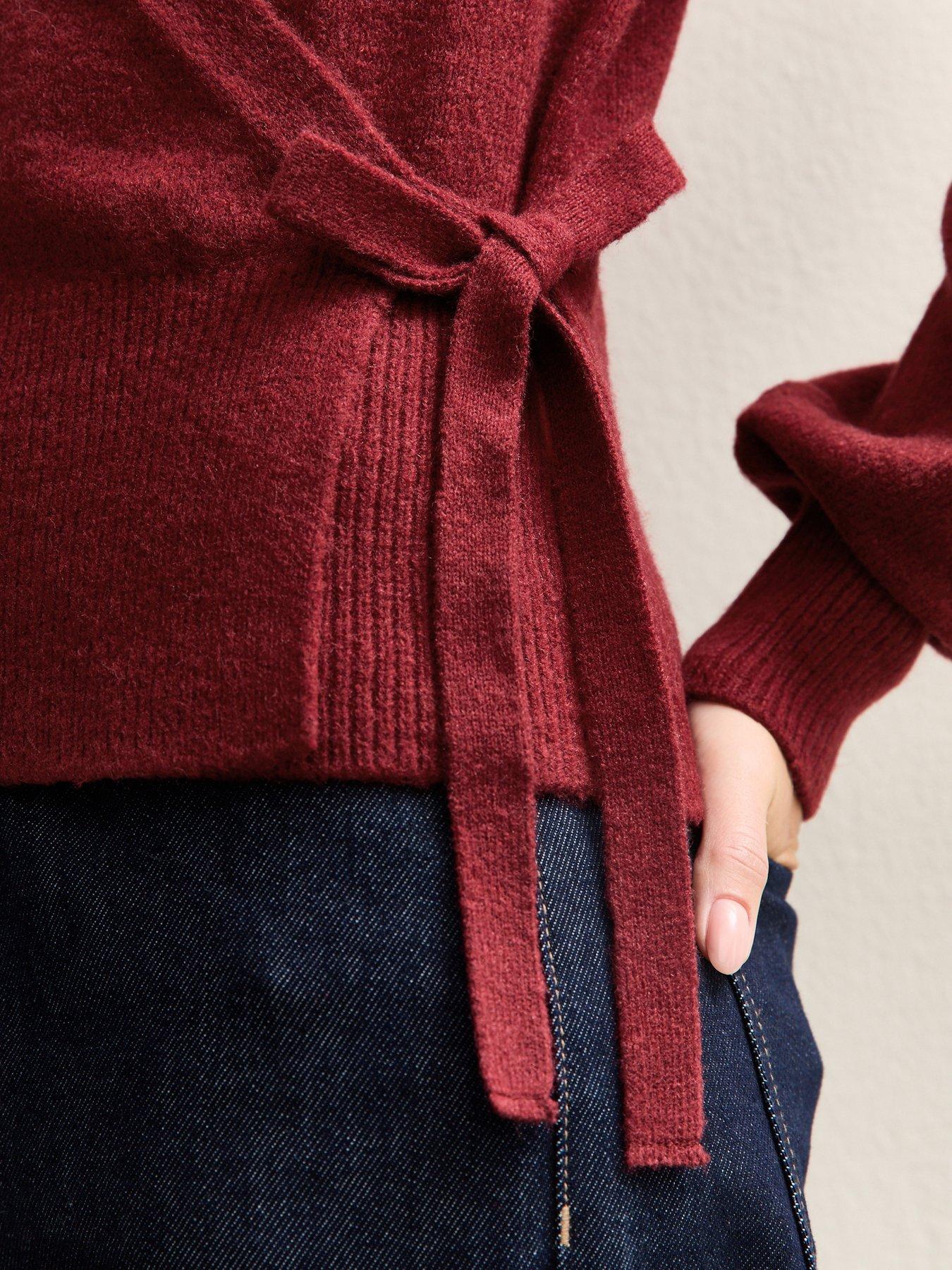 New Look Red Puff Sleeve Wrap Jumper | Very