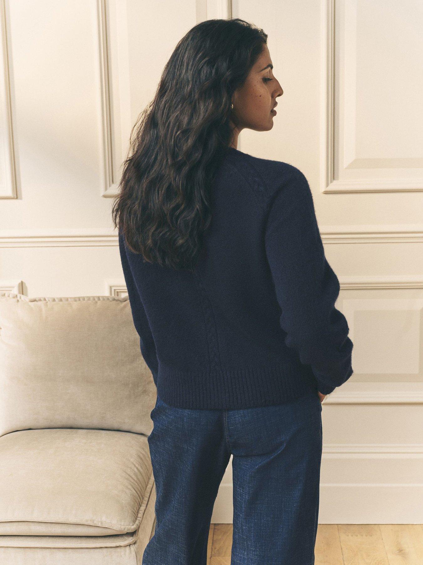 Laura Ashley Cable Button Cardi - Blue | Very