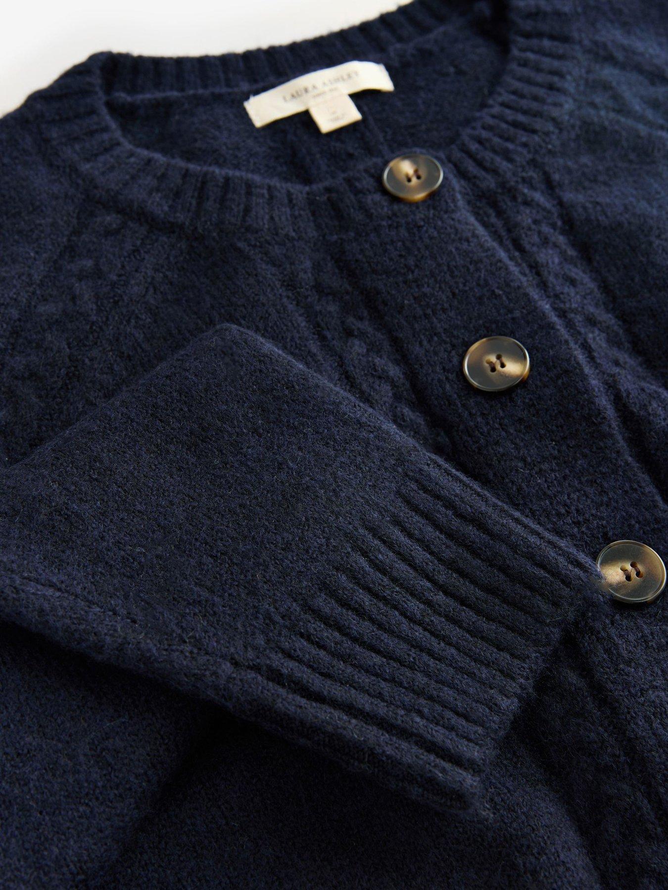 Laura Ashley Cable Button Cardi - Blue | Very