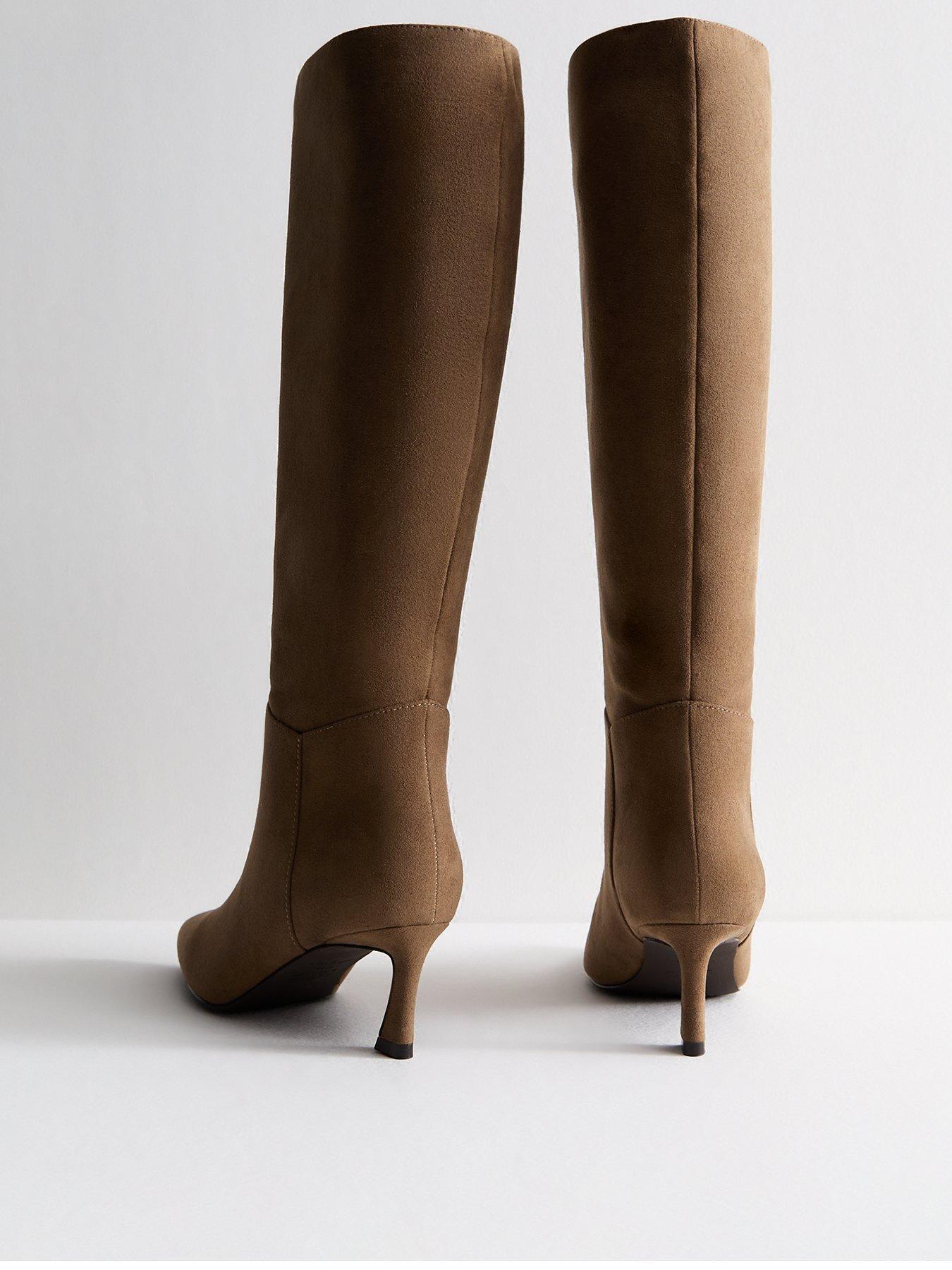New Look Camel Faux Suede Heeled Knee High Boots - Brown | Very