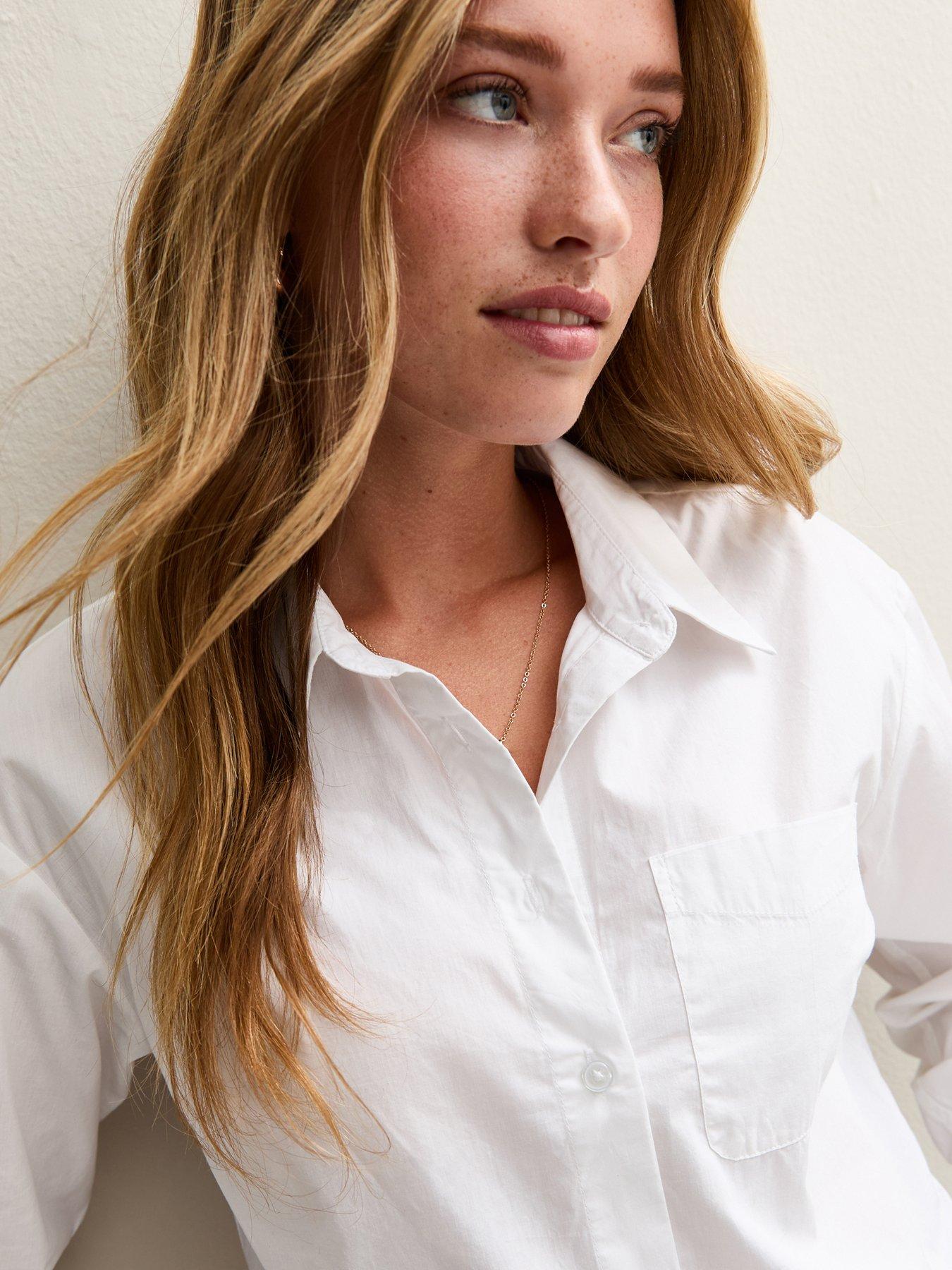 New Look White Boxy Fit Long Sleeve Shirt | Very