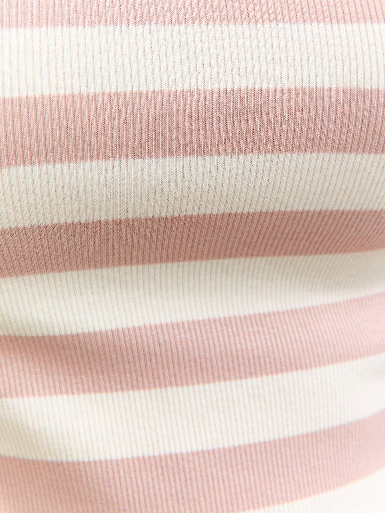 New Look Cream Striped Long Sleeve Ribbed Crew Neck Top | Very