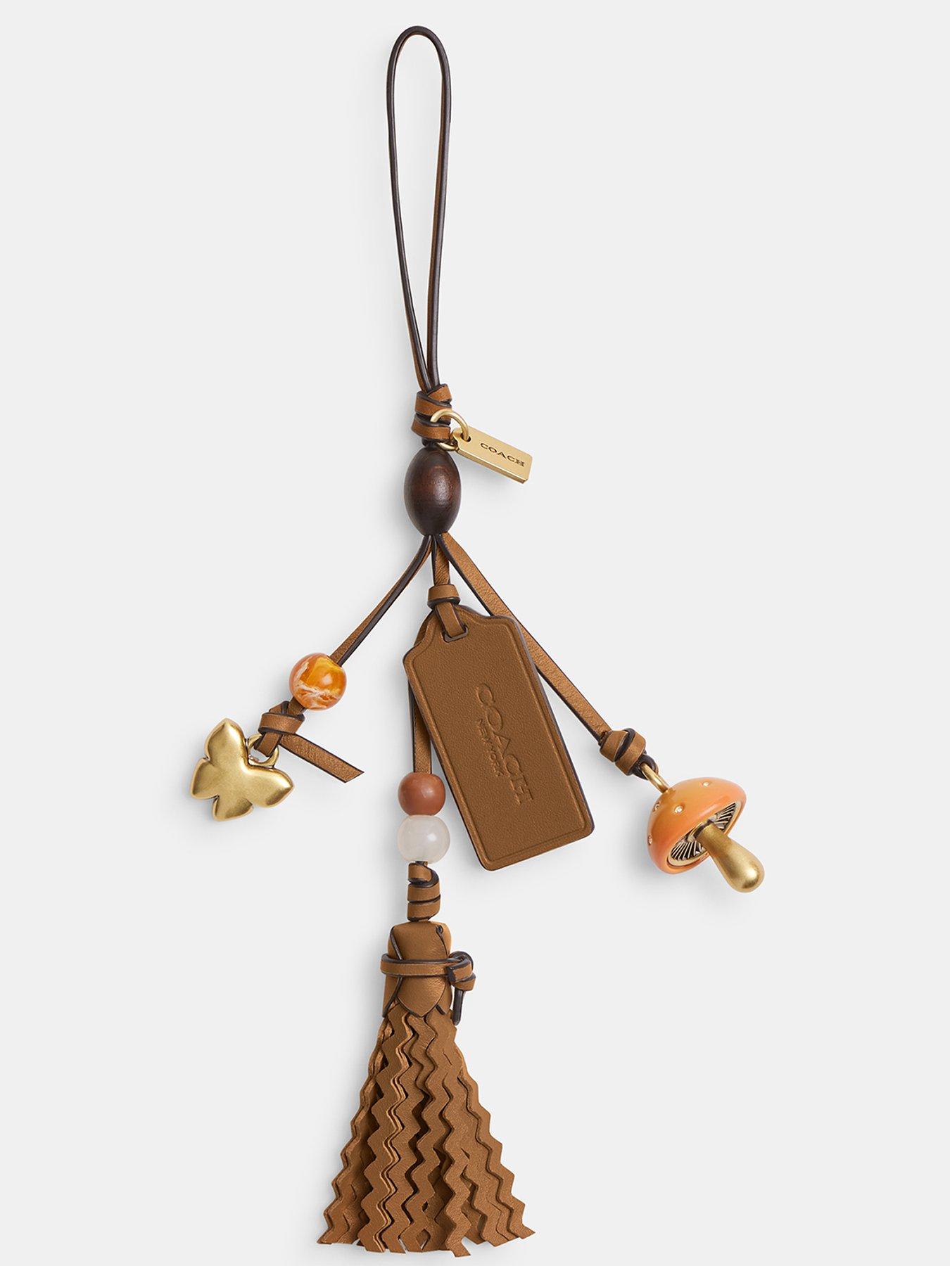 COACH Mushroom Heritage Leather Bag Charm - Brown | Very