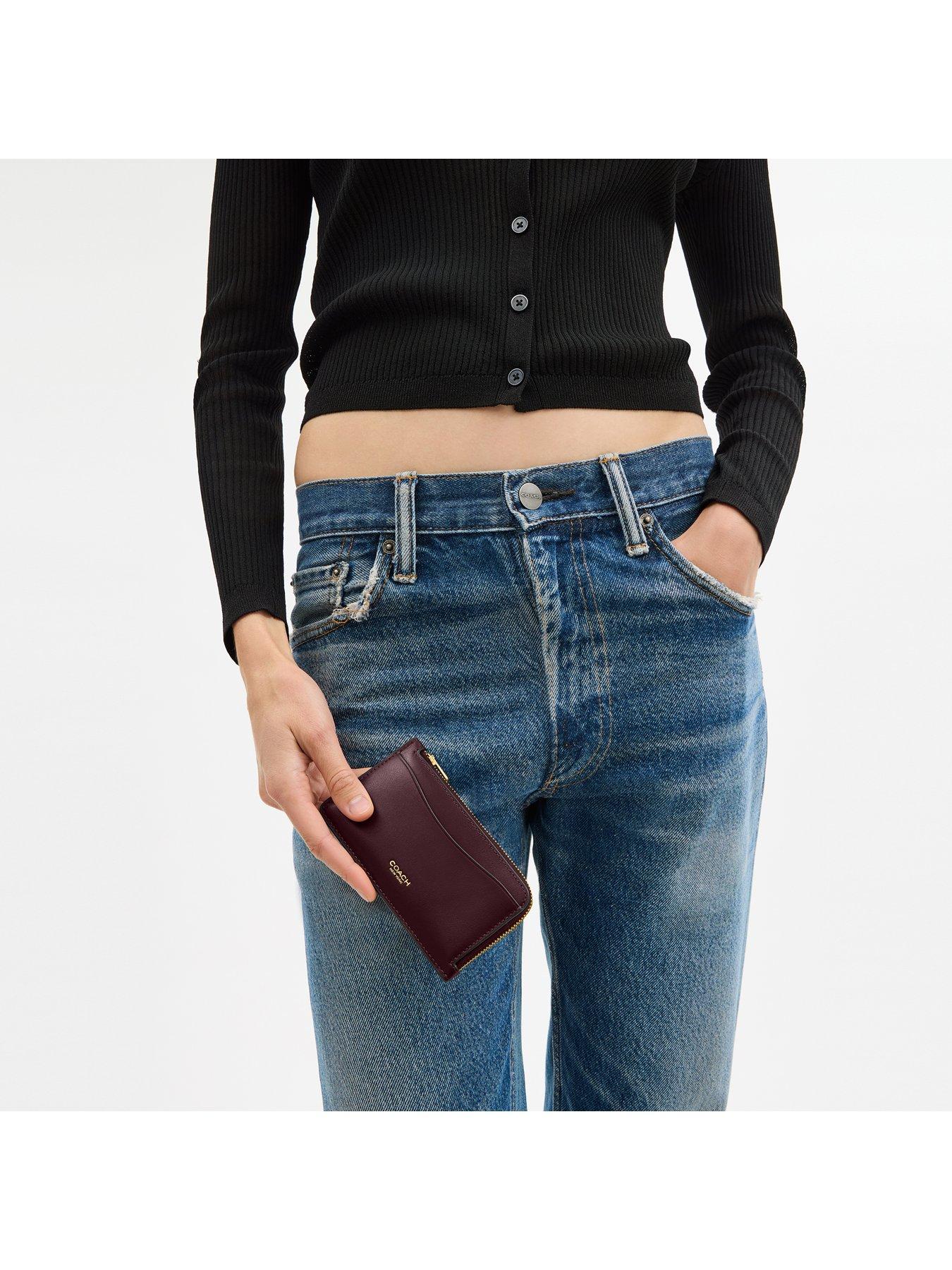 COACH Colorblock Leather New York Zip Card Case - Merlot | Very