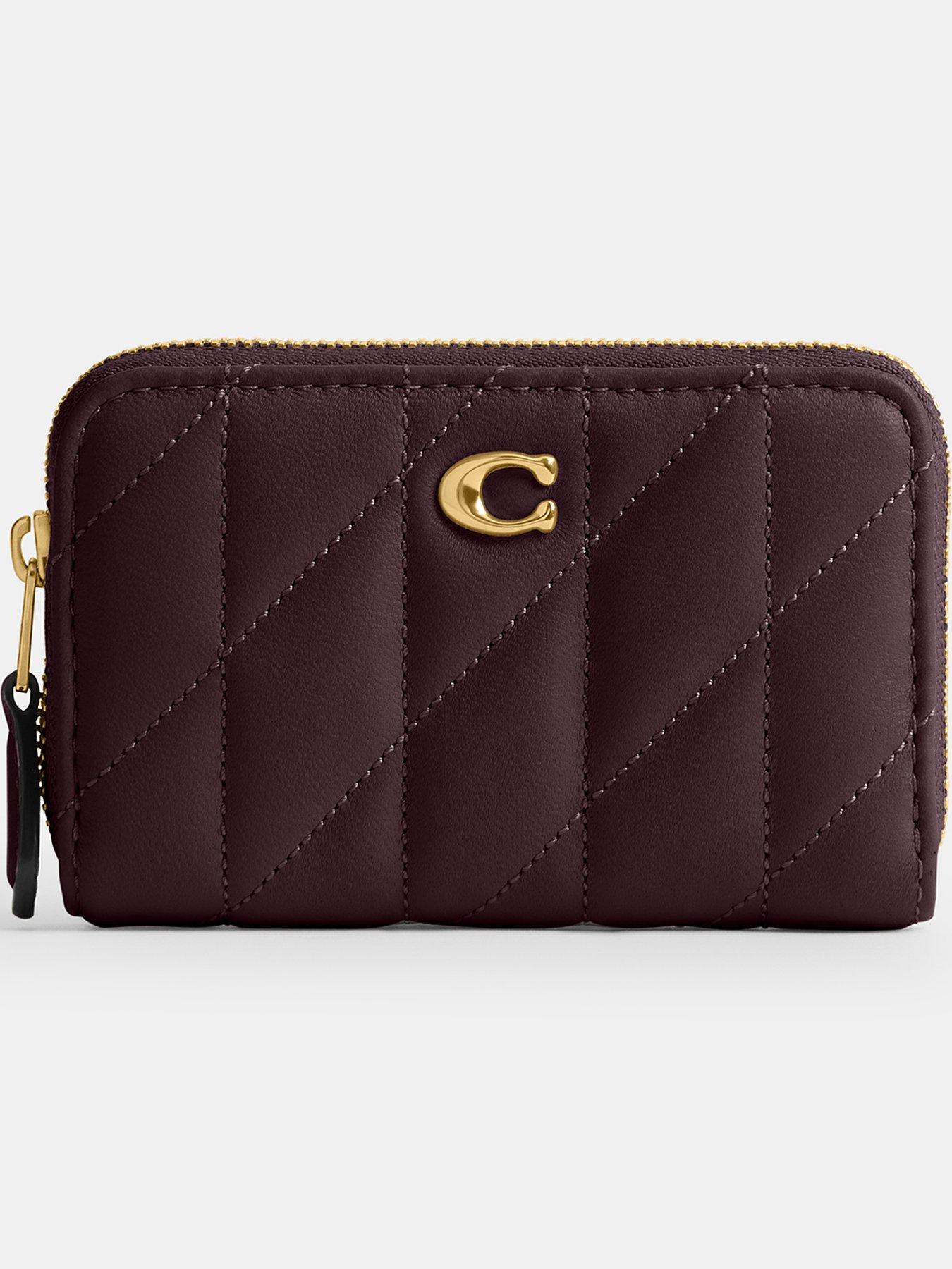 COACH Quilted Pillow Leather Essential Small Zip Around Card Case ...