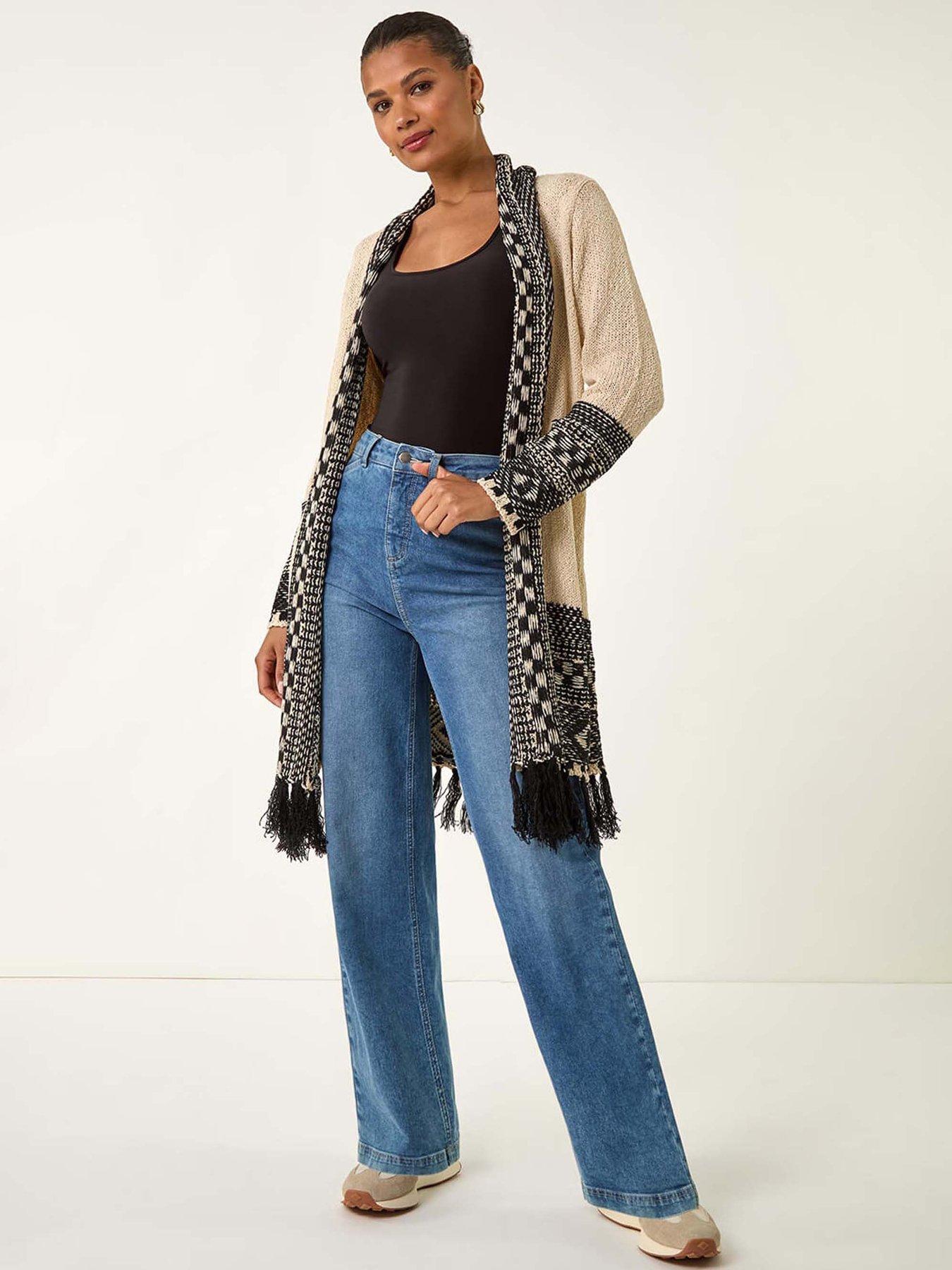 Roman Nordic Pattern Fringe Detail Cardigan - Ivory | Very