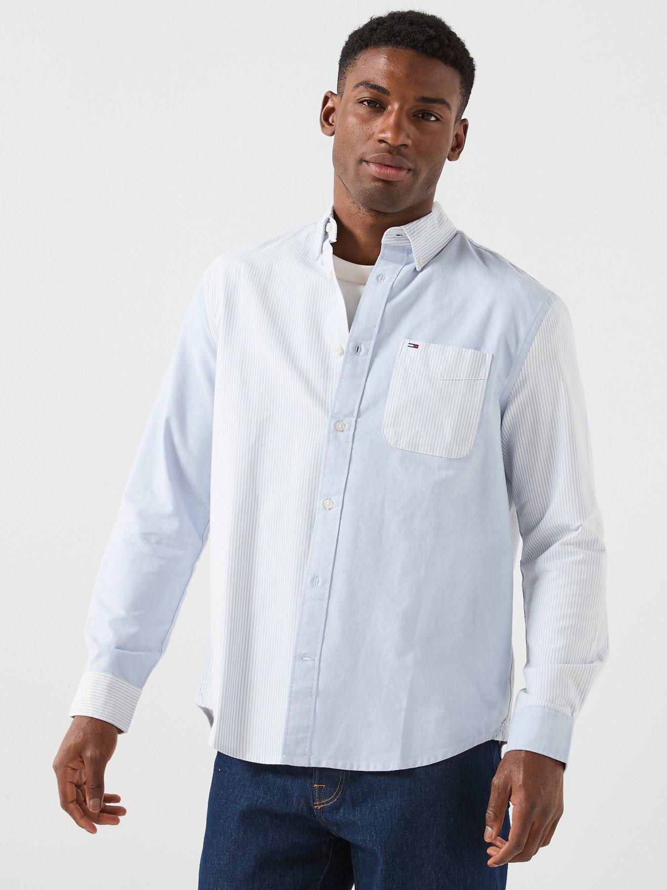 Tommy Jeans Relaxed Fit Oxford Fun Stripes Shirt - Light Blue | Very