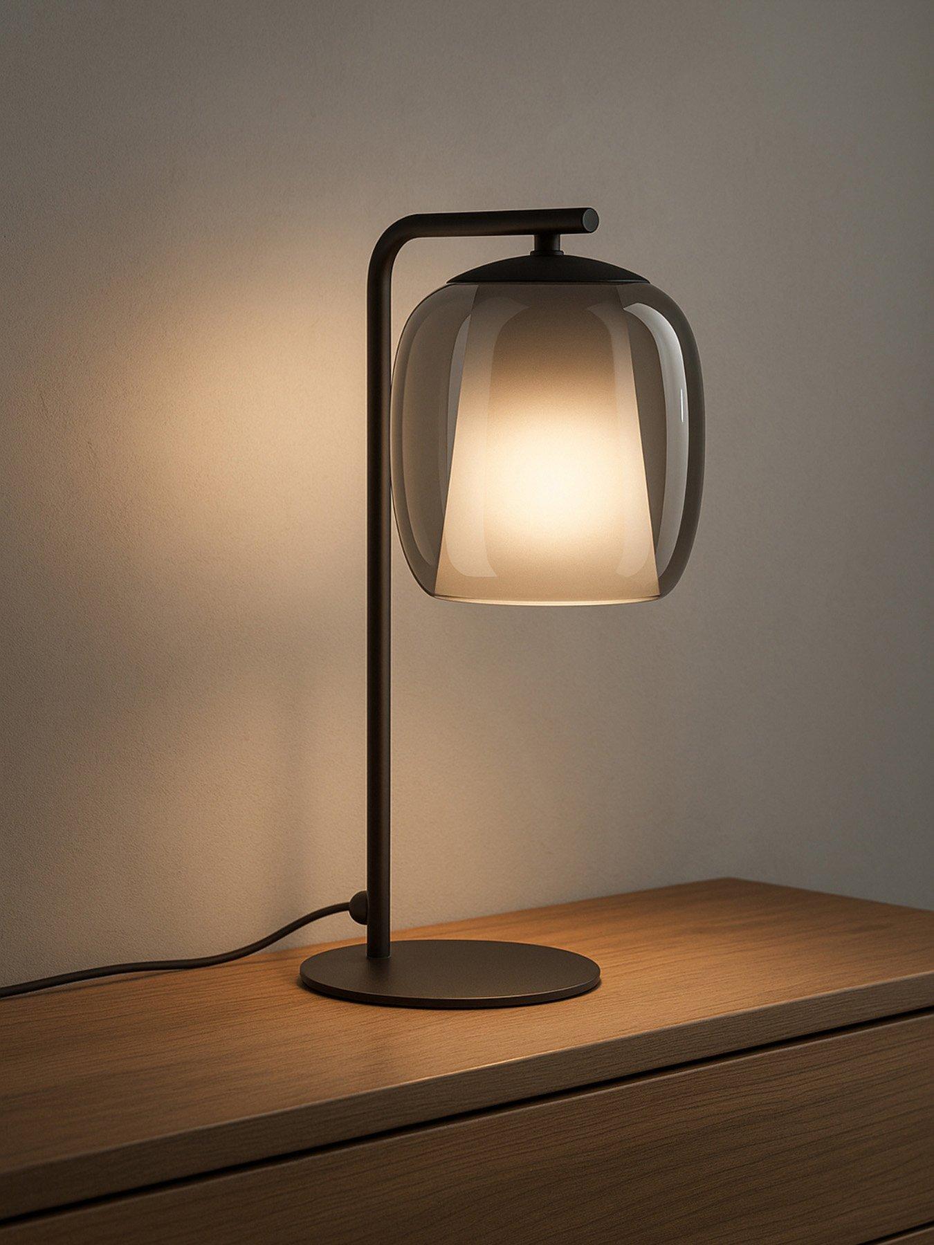 Eglo Ciampino Black Steel & Glass Modern Led Table Lamp | Very